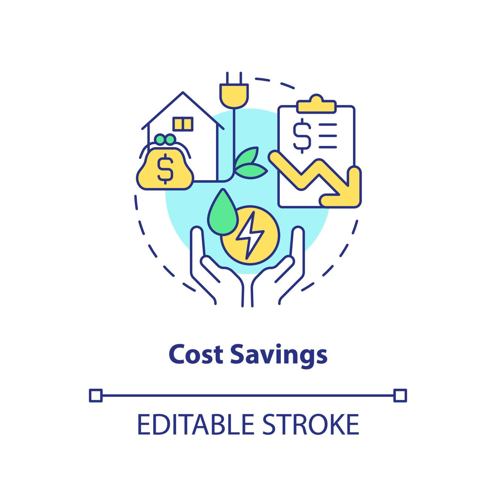 Cost savings concept icon. Power conservation. Energy efficiency benefit abstract idea thin line ...
