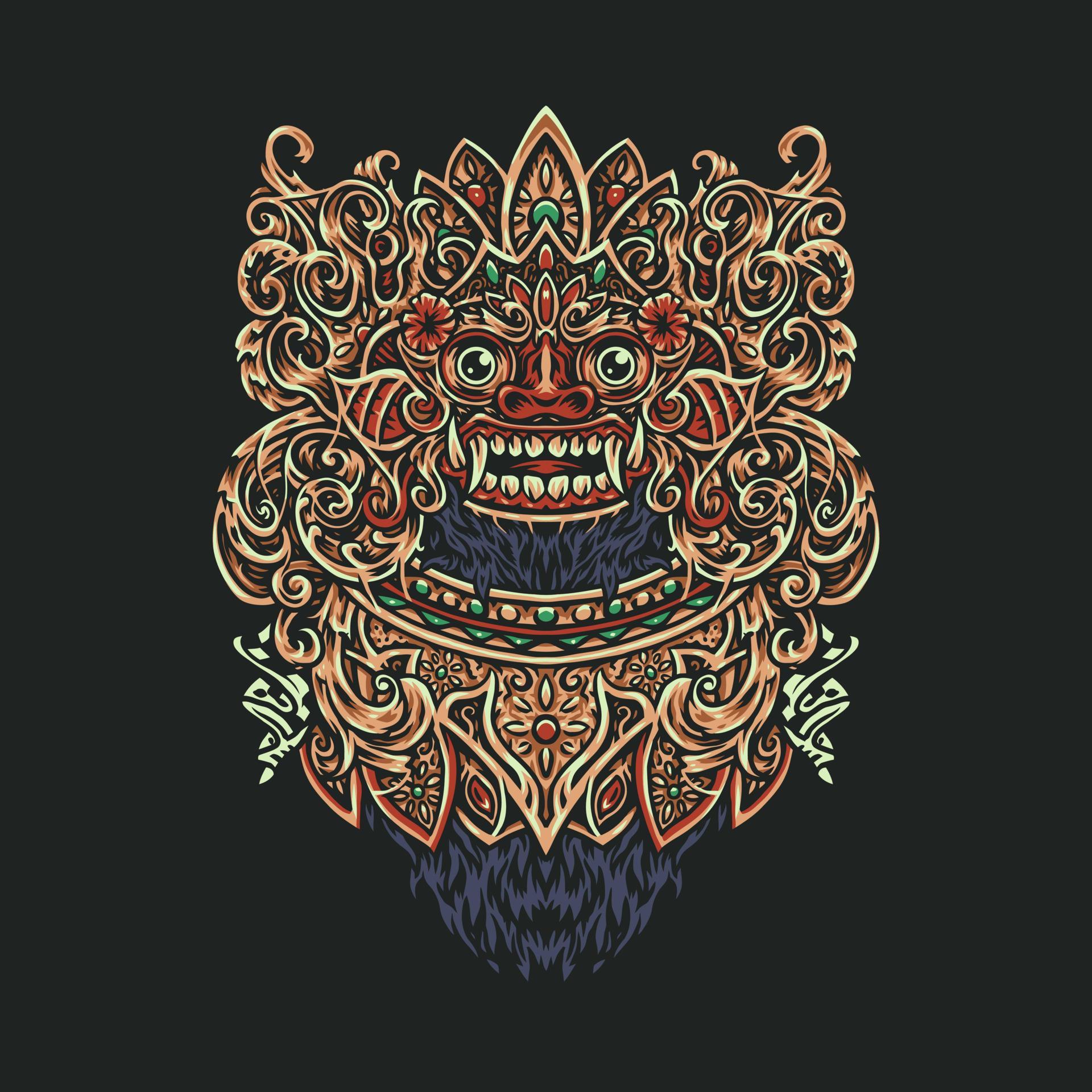 Vector Illustration Of Barong Bali Hand Drawn Line Art Vector Illustration 11411115 Vector Art