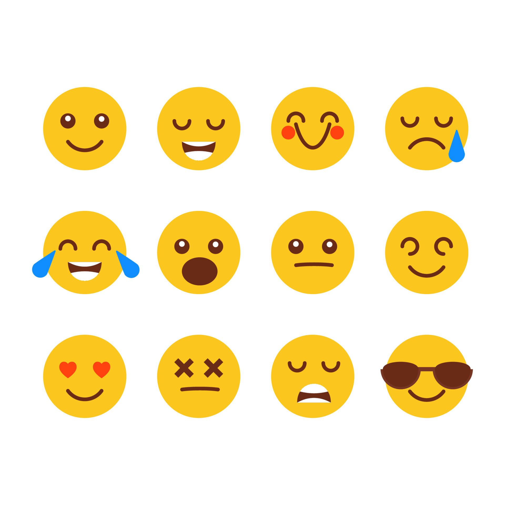 Collection of flat emoticons with different faces. 11411462 Vector Art at Vecteezy
