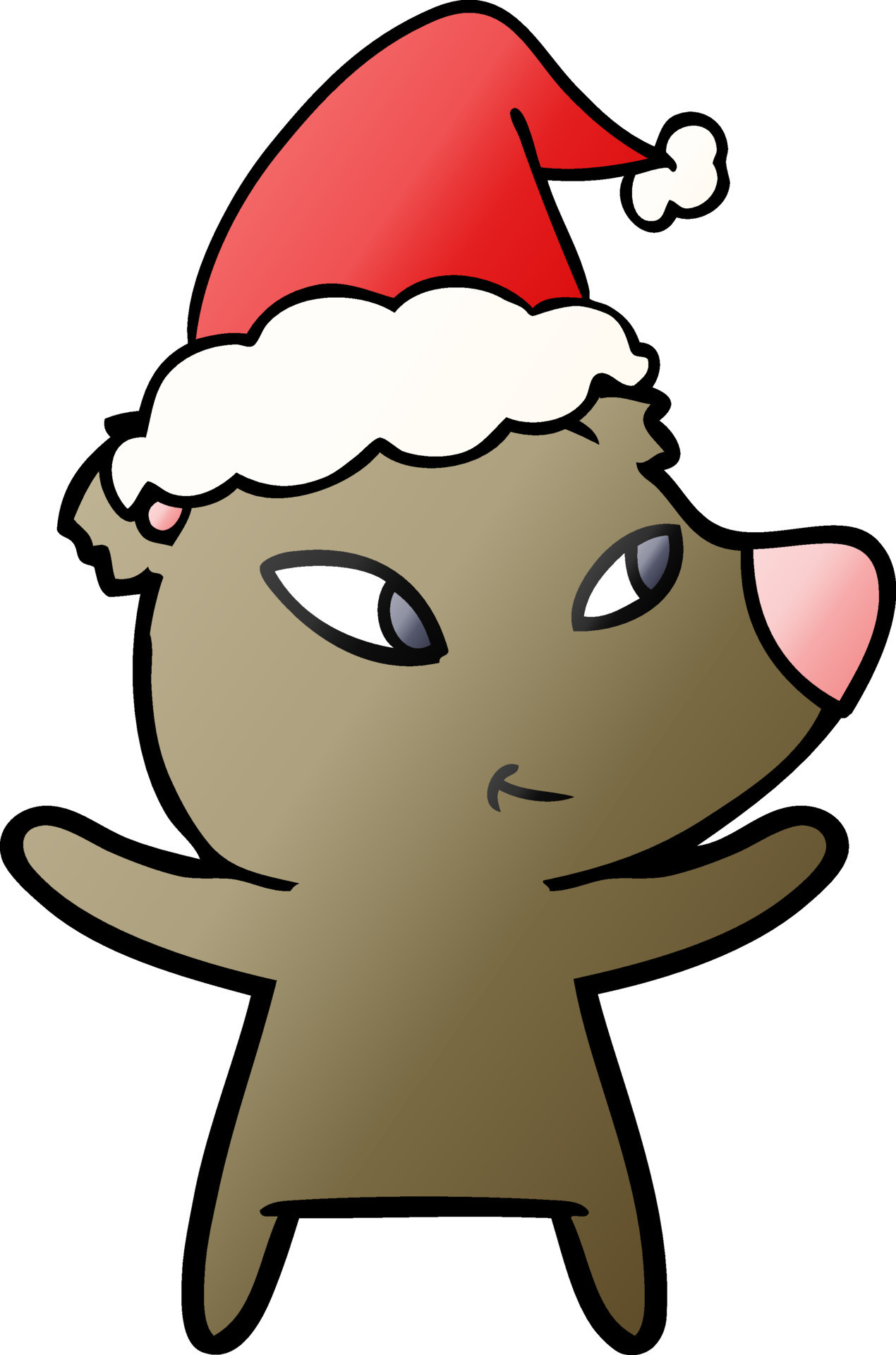 Cute Gradient Cartoon Of A Bear Wearing Santa Hat 11413528 Vector Art