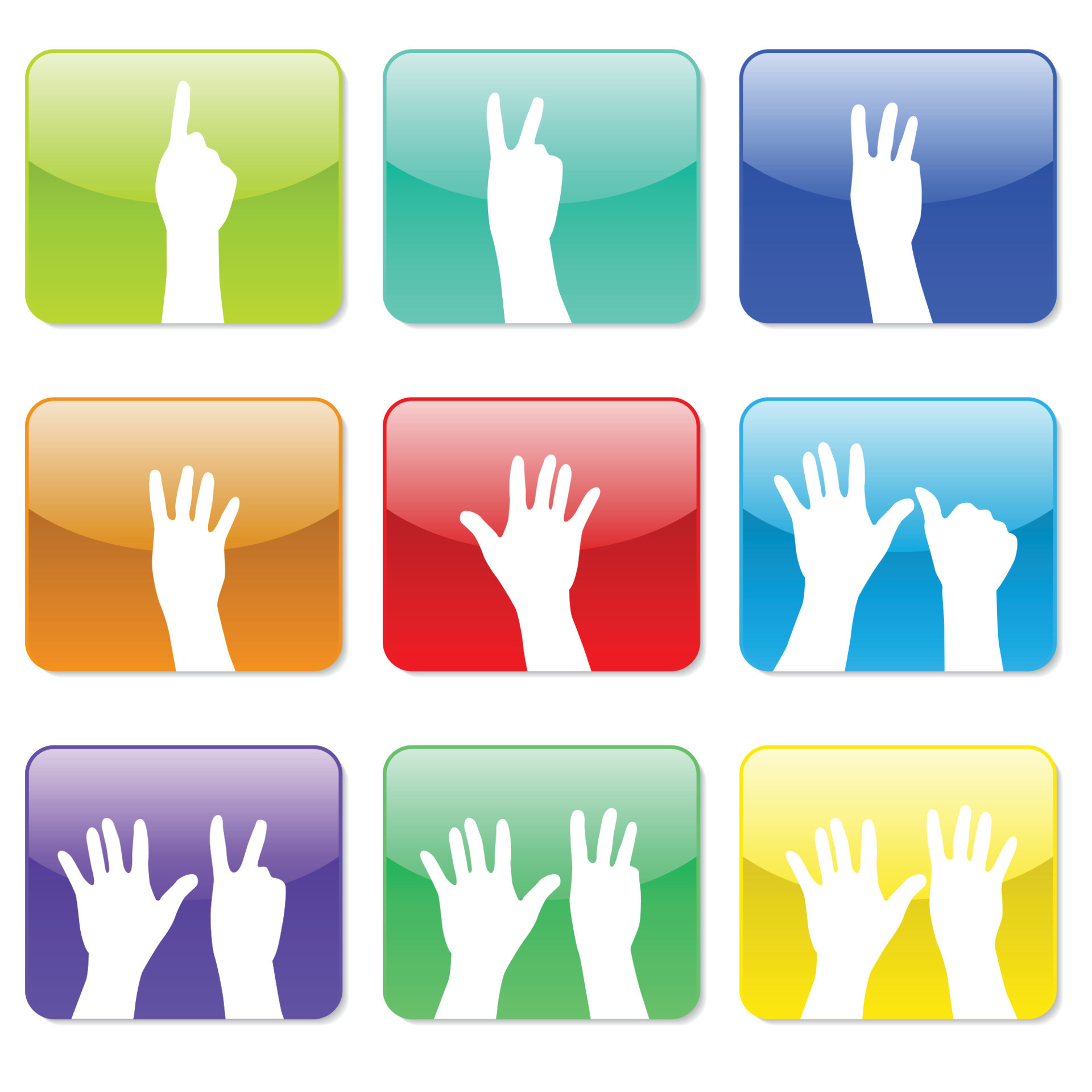 Black hands counting from 1 to 9 with fingers icon illustration vectors ...