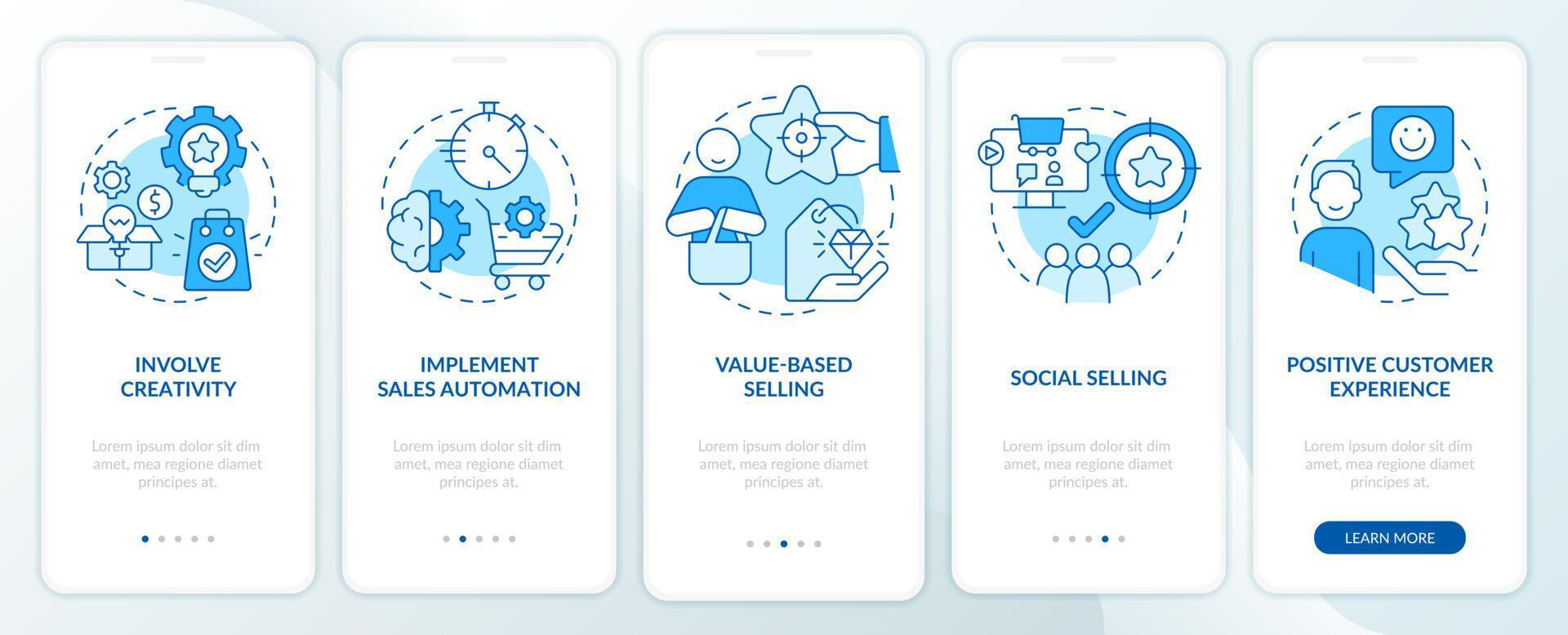 Selling Tendencies Blue Onboarding Mobile App Screen Innovations