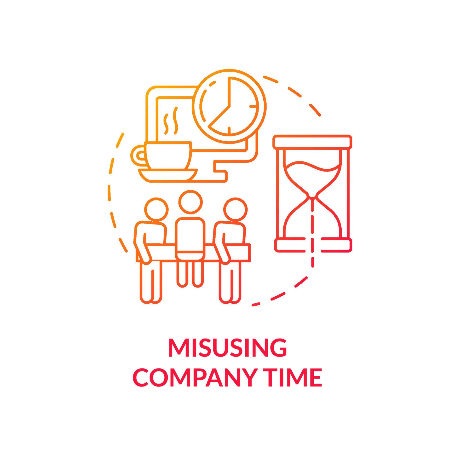 Misusing company time red gradient concept icon. Unethical behavior ... Misusing company time red gradient concept icon. Unethical behavior ...