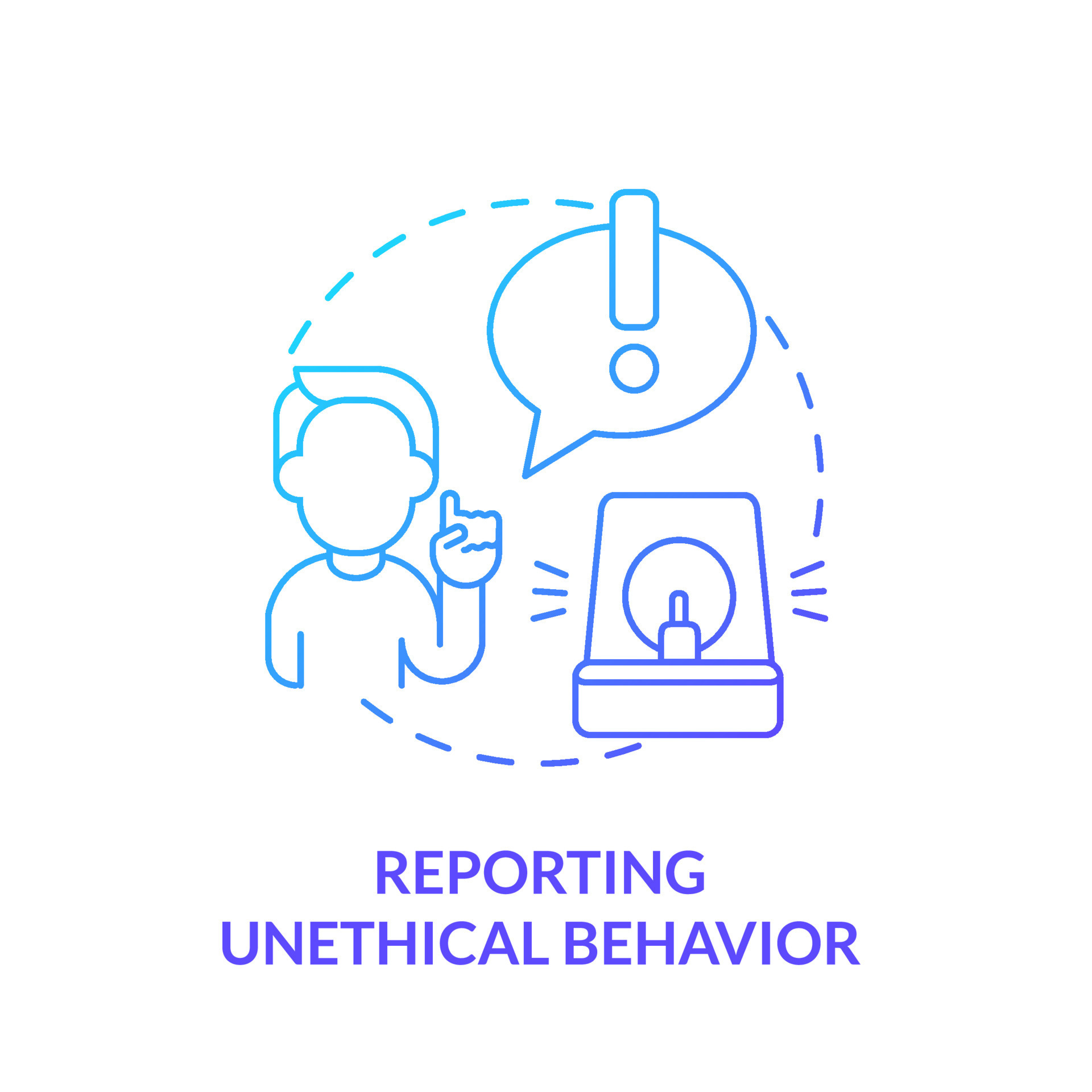 Reporting unethical behavior blue gradient concept icon. Ethics in ... Reporting unethical behavior blue gradient concept icon. Ethics in ...