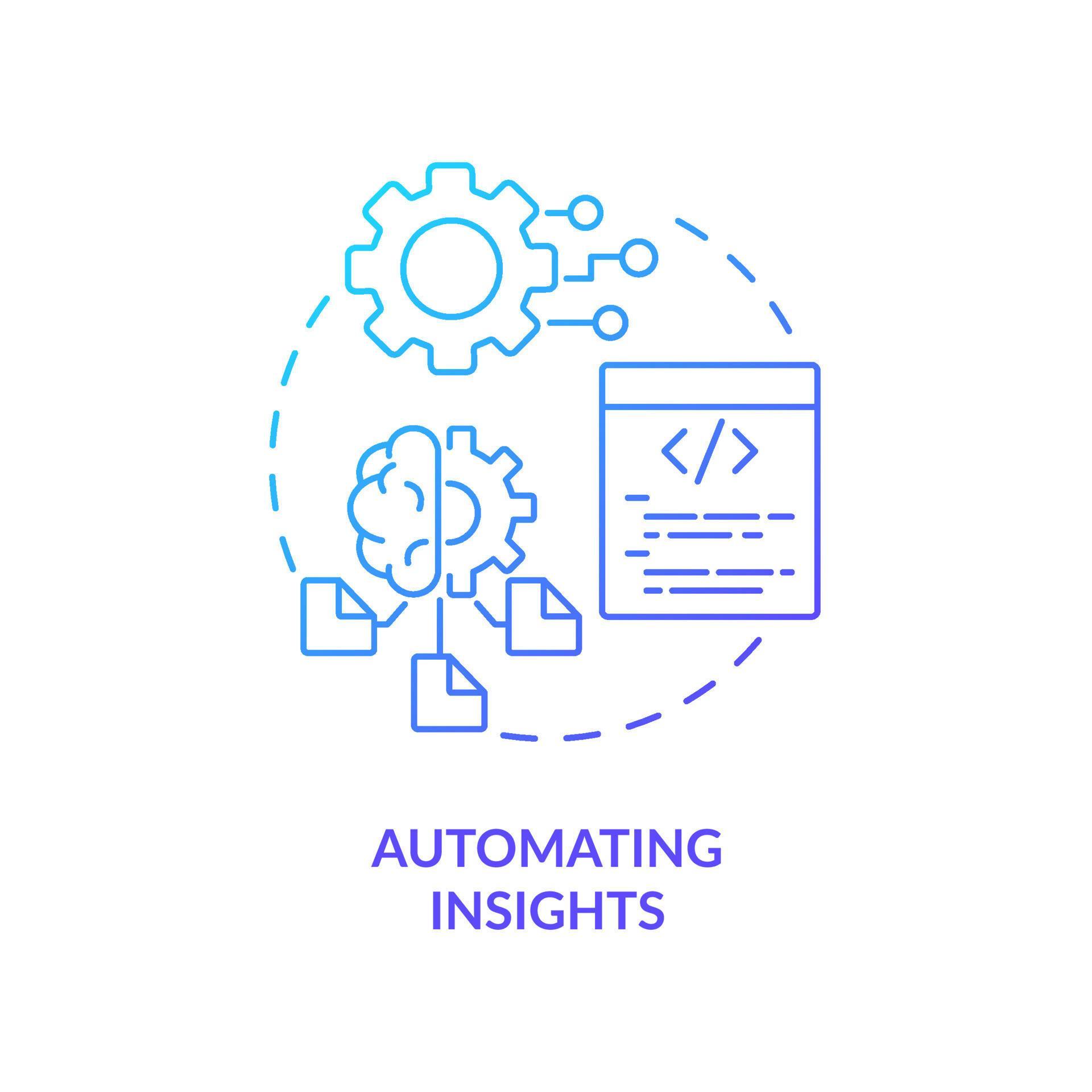 Automating insights blue gradient concept icon. Advanced analytics ... Automating insights blue gradient concept icon. Advanced analytics ...