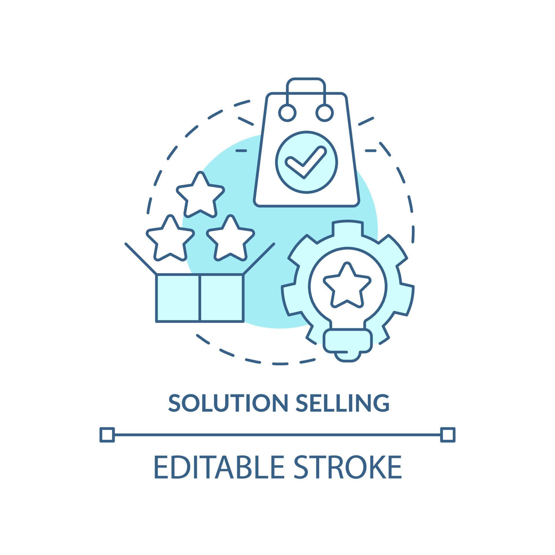 Solution selling turquoise concept icon. Solving business issues abstract idea thin line ...