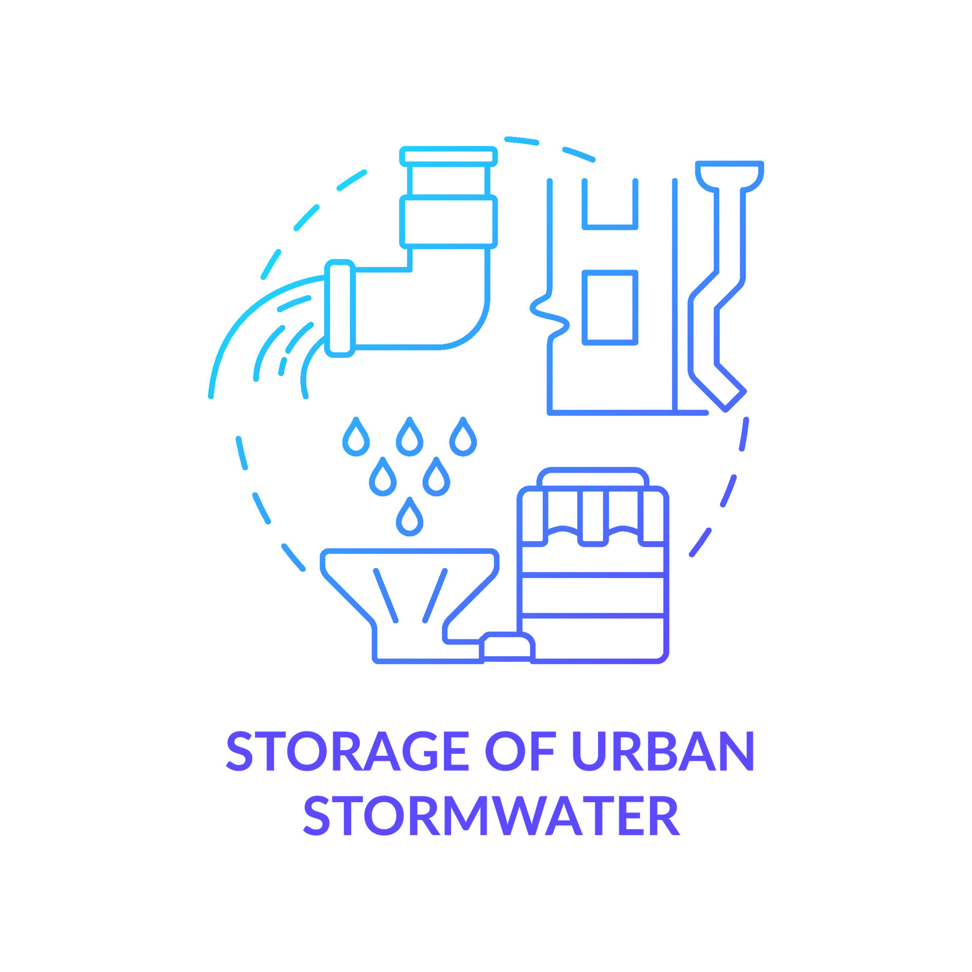 Storage of urban stormwater blue gradient concept icon. Conserving ...