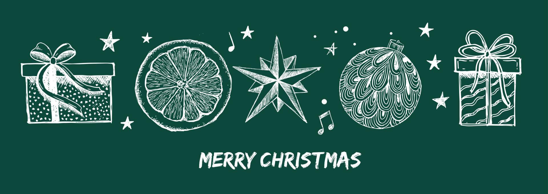 Christmas set. Hand drawn illustration. Vector. 11415134 Vector Art at ...
