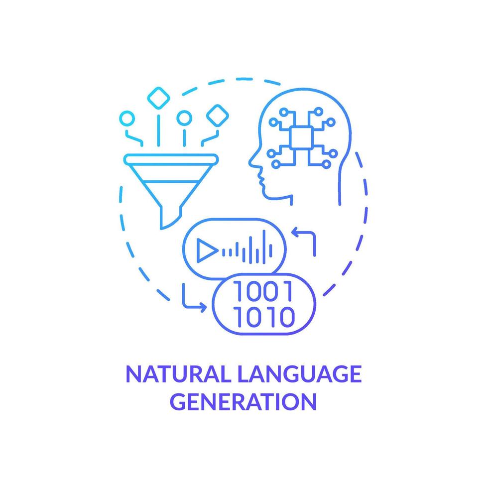 Natural language generation blue gradient concept icon. Augmented data ...