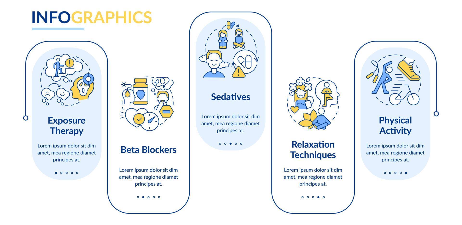 Anxiety disorder treatment rectangle infographic template. Data ...