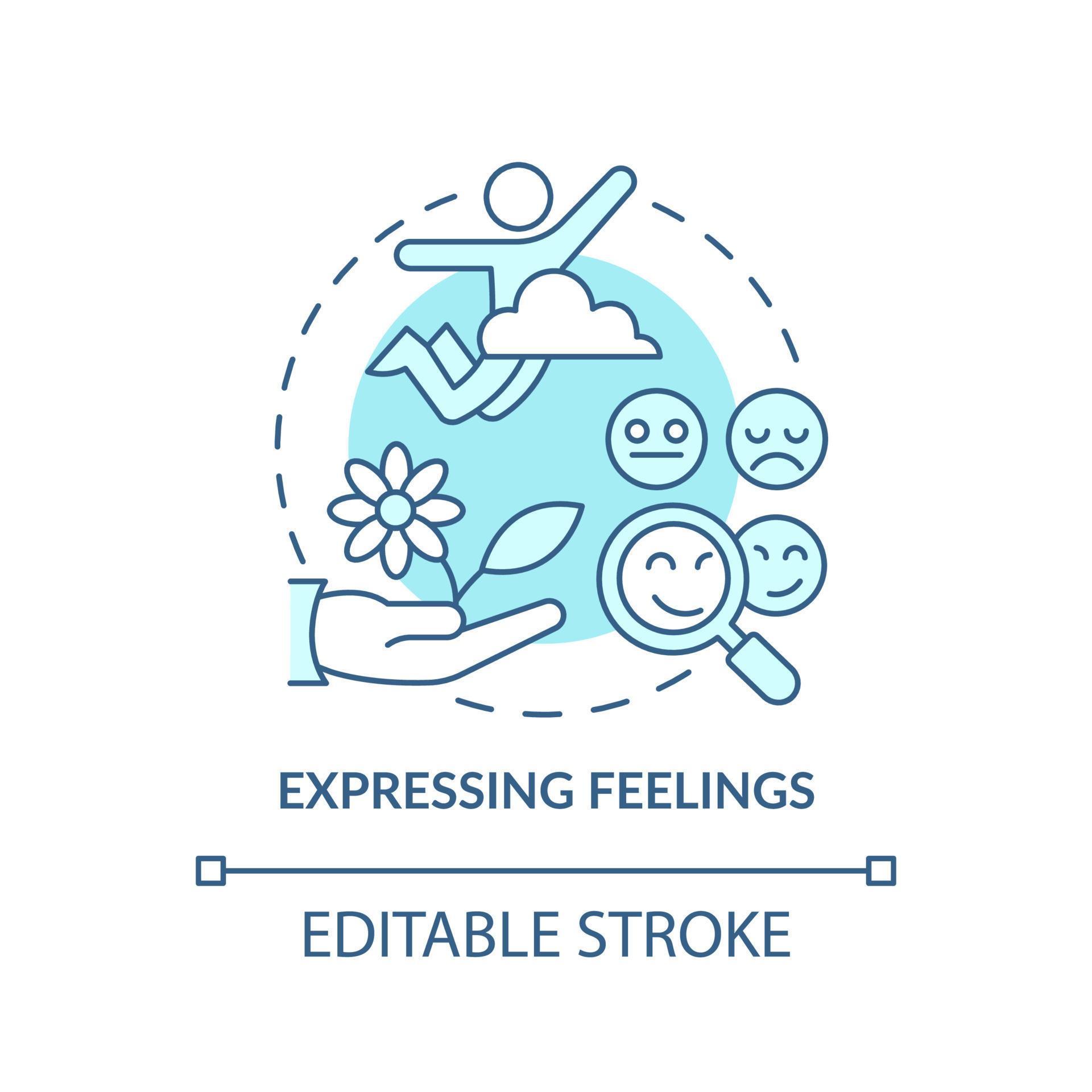 Expressing feelings turquoise concept icon. Functional communication abstract idea thin line ...