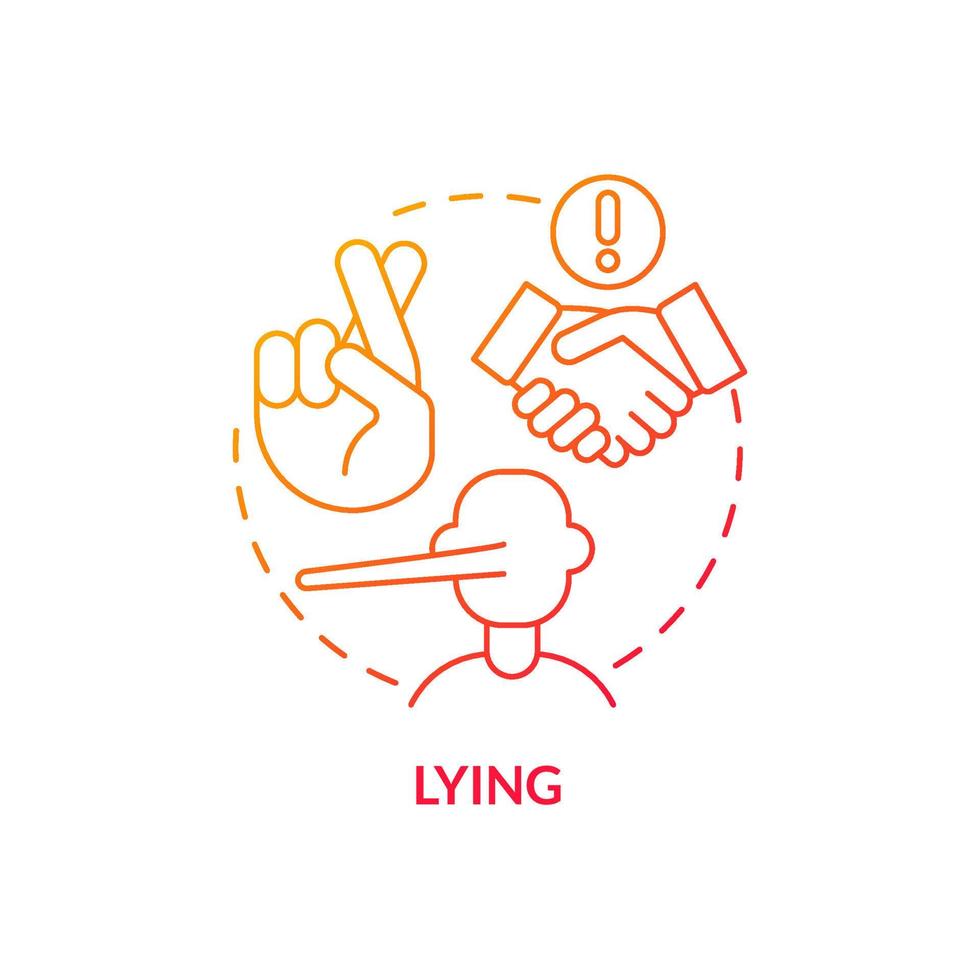 Lying red gradient concept icon. Unethical organizational behavior ... Lying red gradient concept icon. Unethical organizational behavior ...