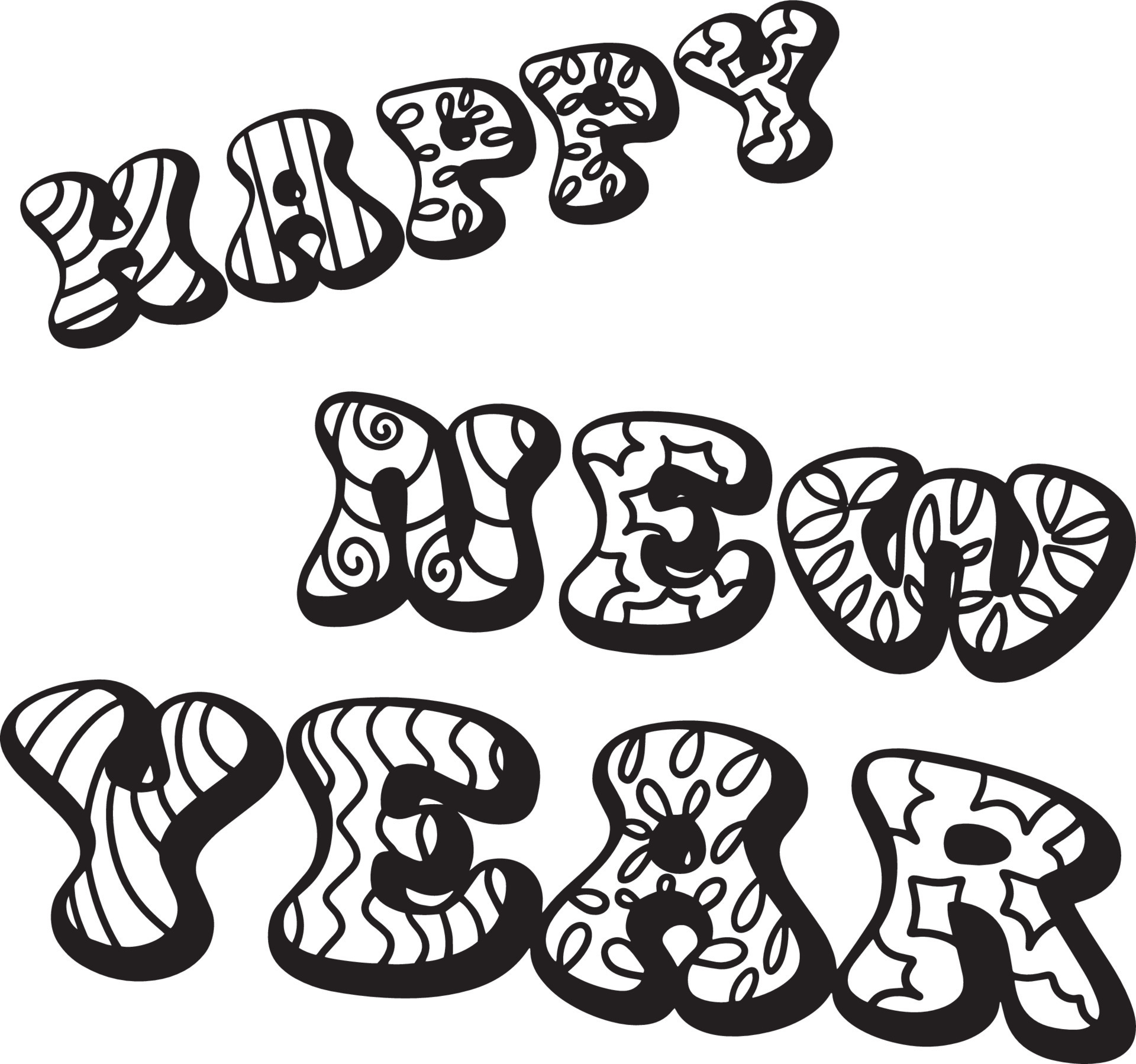 Happy New Year Isolated Coloring Page for Kids 11415632 Vector Art at ...