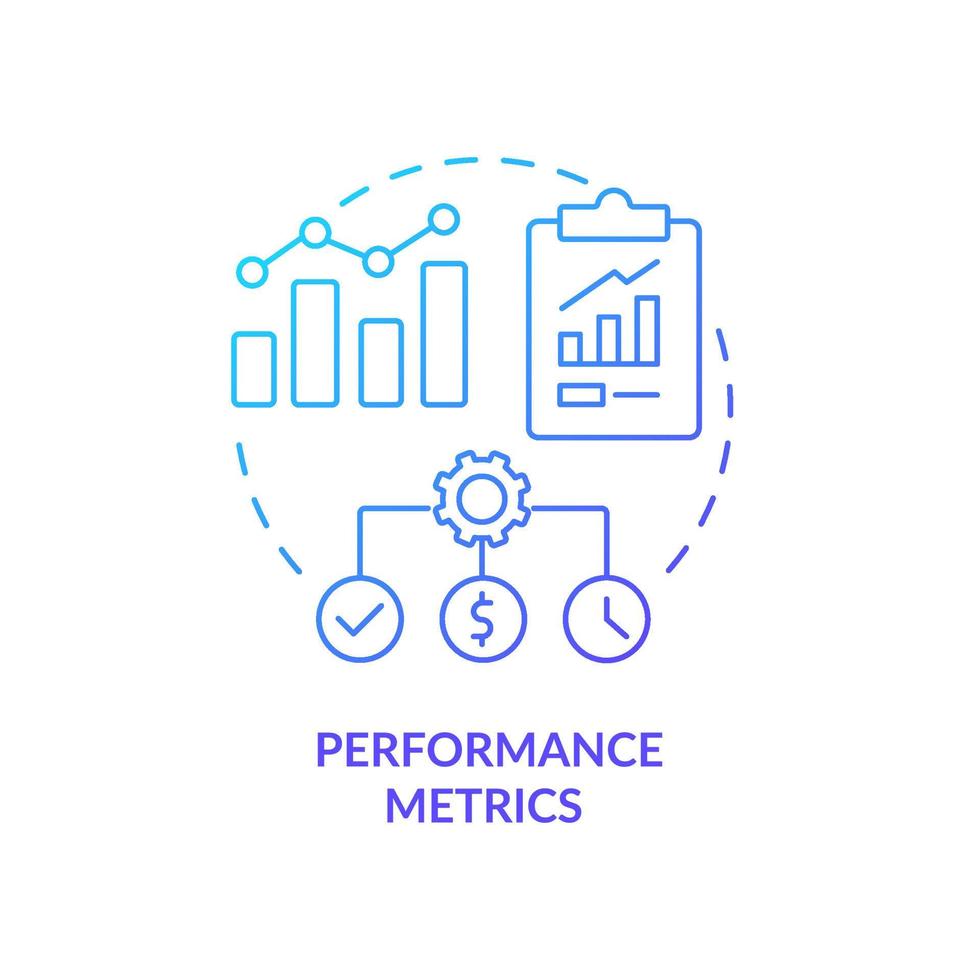 Performance metrics blue gradient concept icon. Application of business intelligence abstract ...