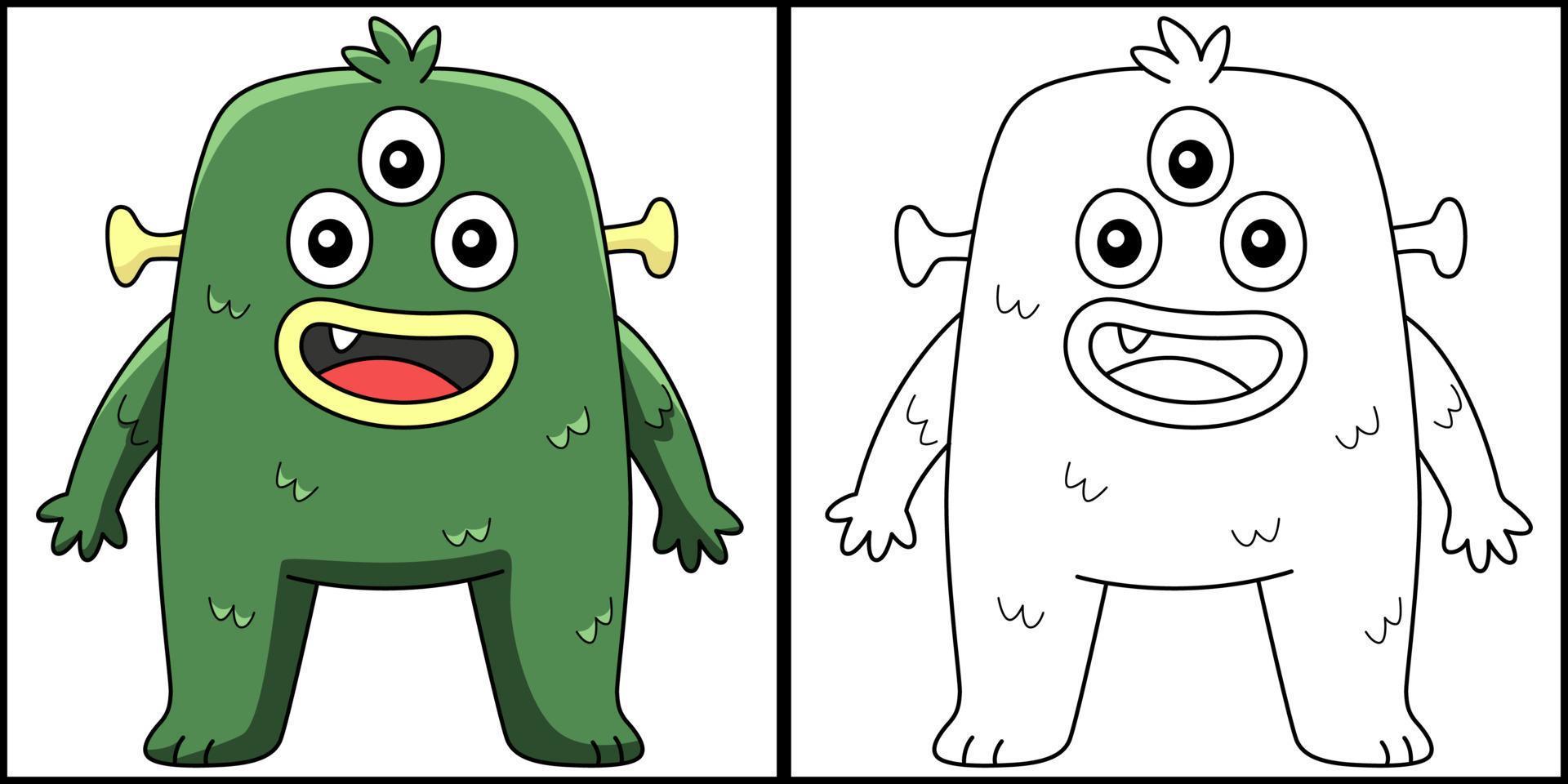 Three Eyed Monster Coloring Page Illustration 11415727 Vector Art At Vecteezy