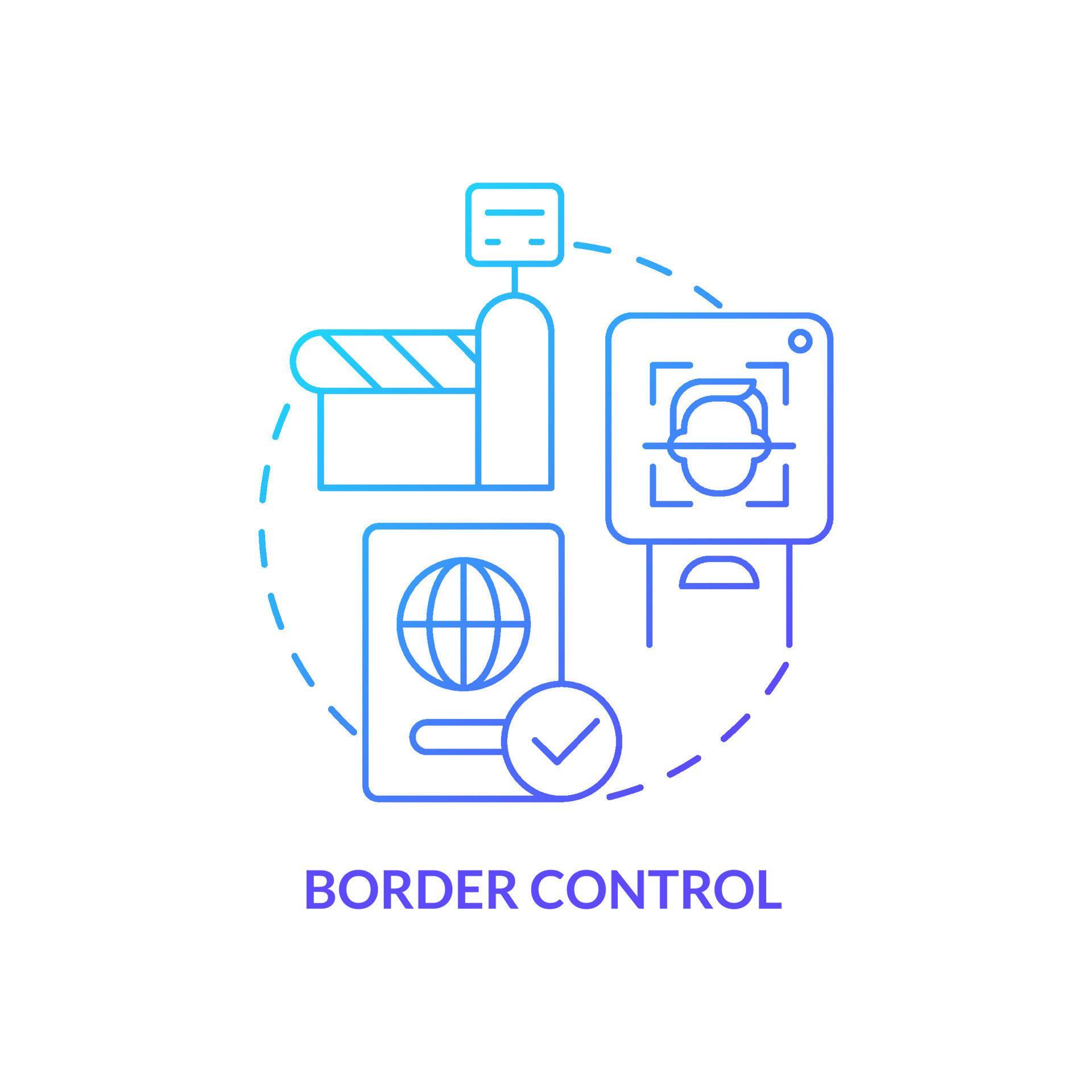 Border Control Blue Gradient Concept Icon Biometric Technology Application Abstract Idea Thin