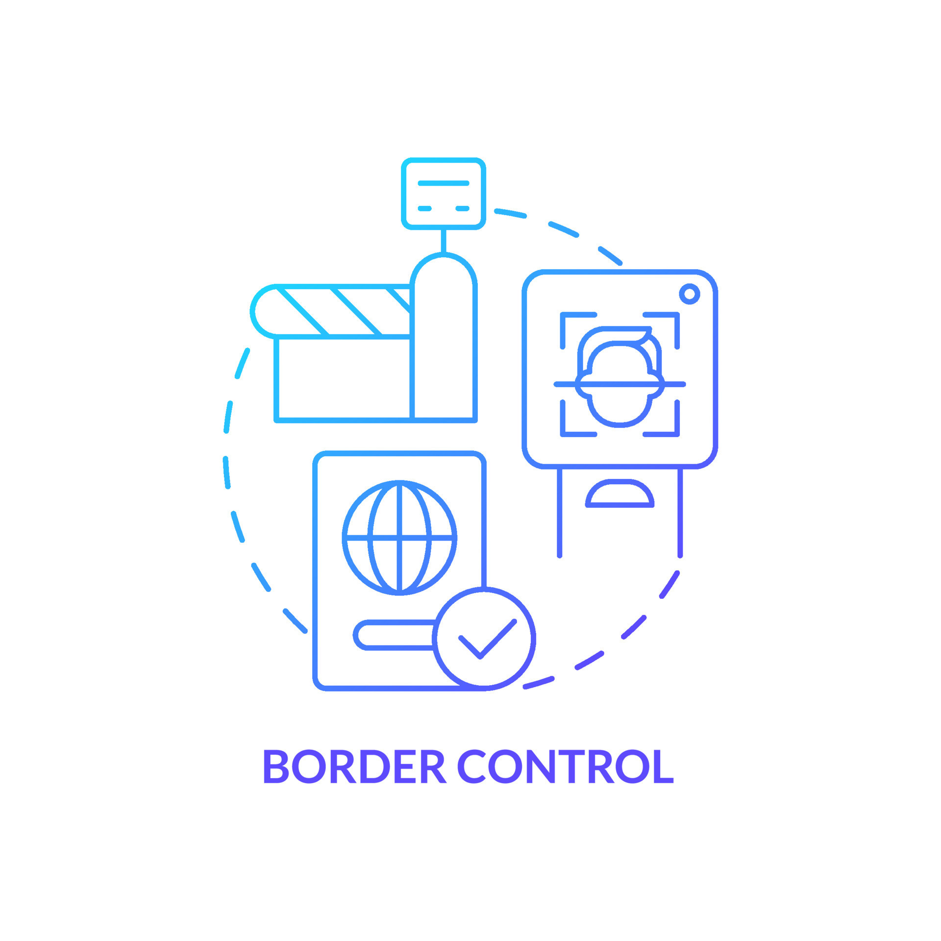 Border Control Blue Gradient Concept Icon Biometric Technology