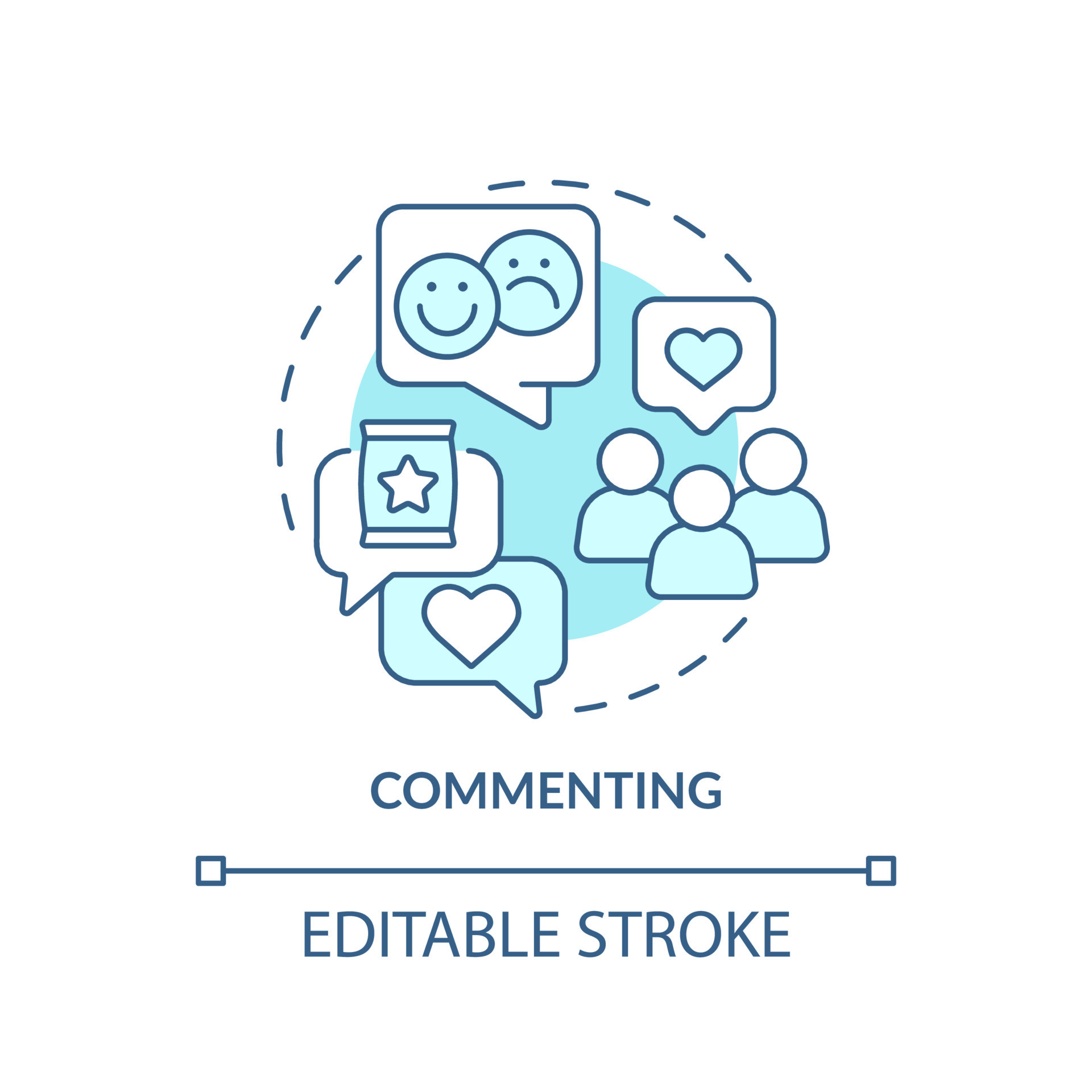 Commenting Turquoise Concept Icon Communication Function Abstract Idea Thin Line Illustration