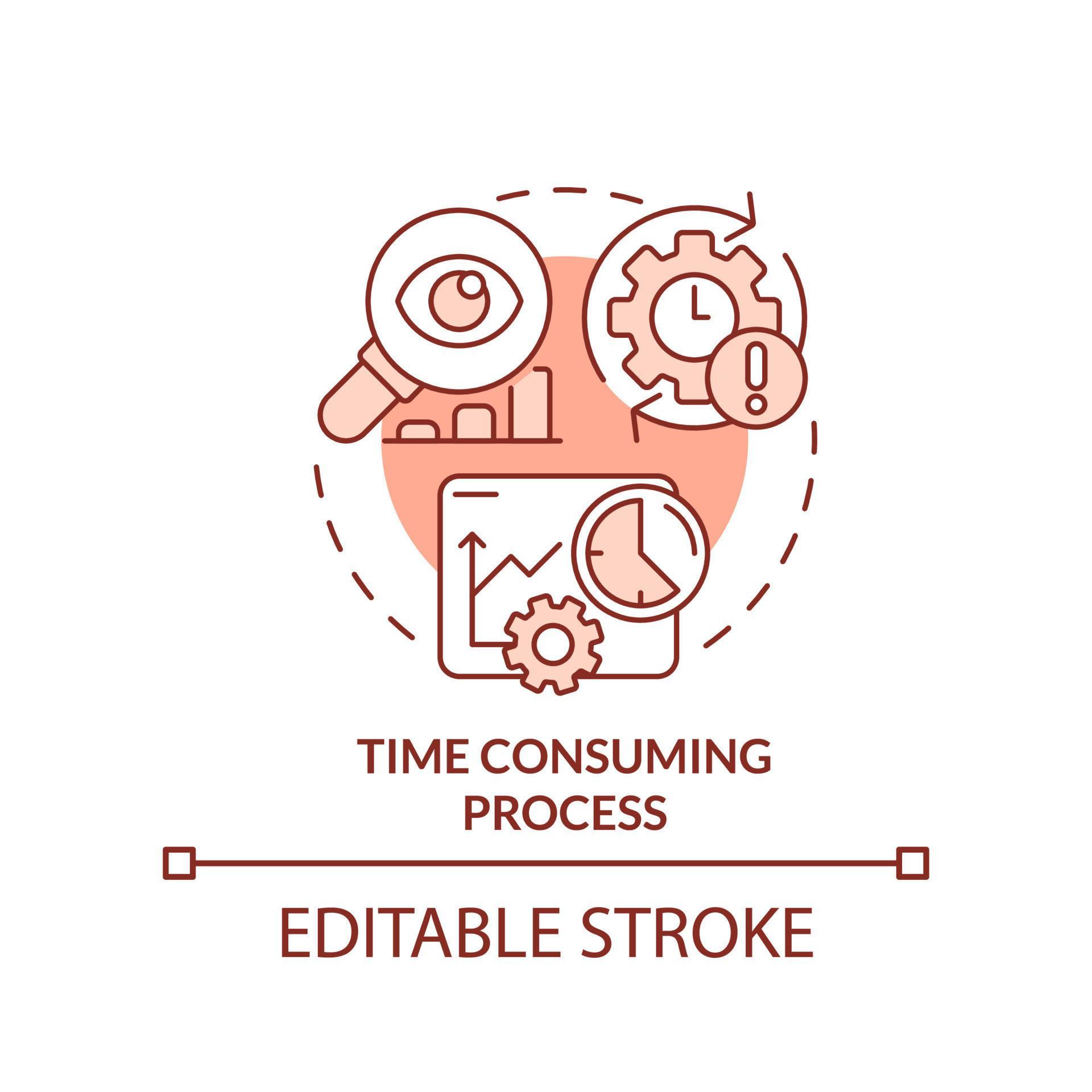 Time consuming process red concept icon. Disadvantage of business ...