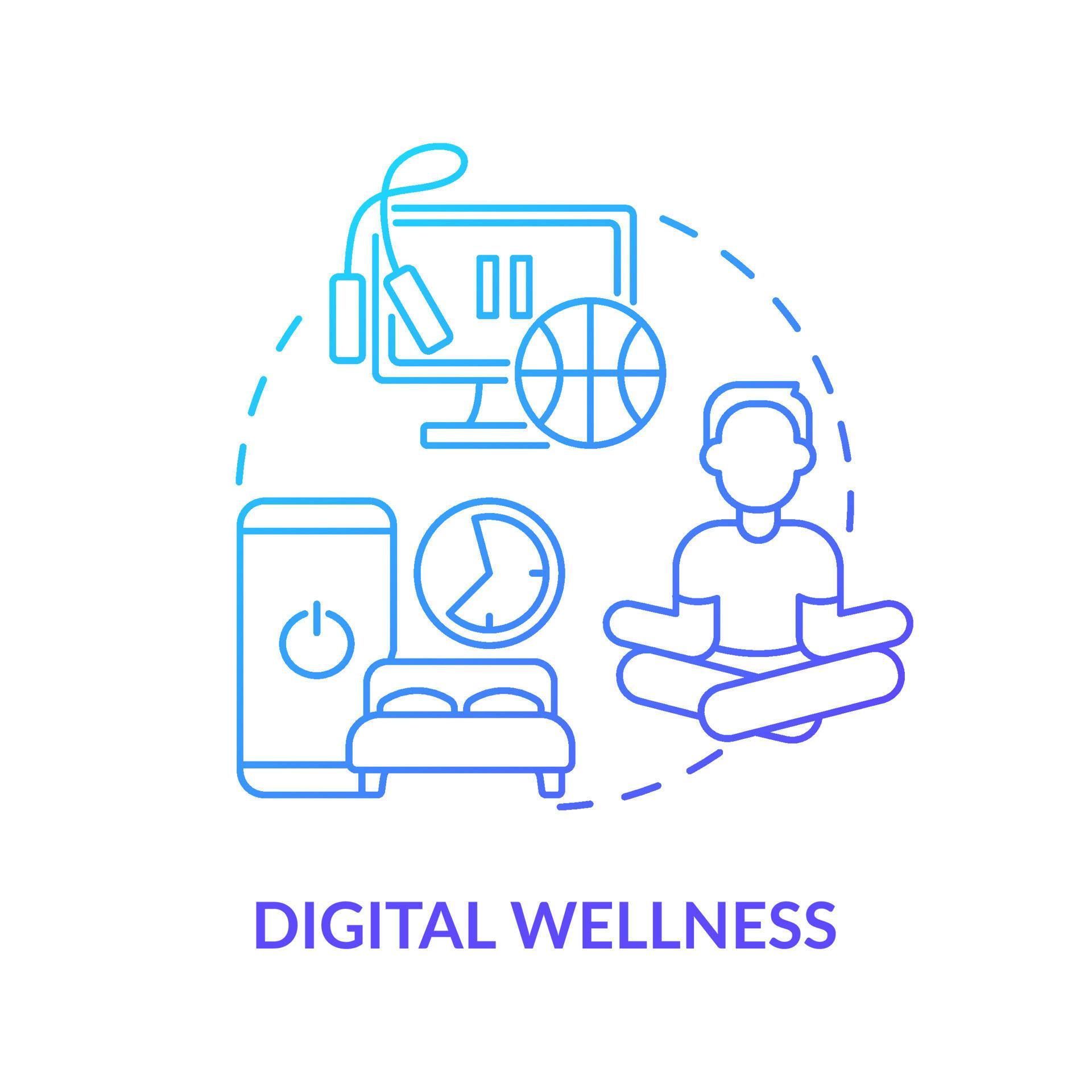 Digital wellness blue gradient concept icon. Life and social media balance. Mental health trend ...
