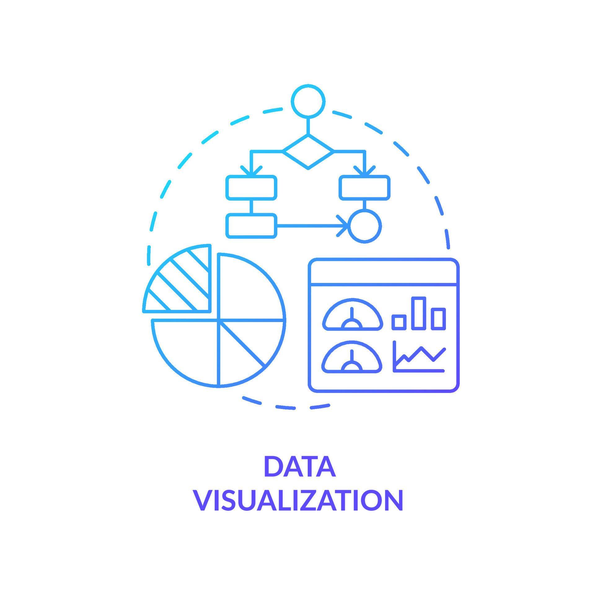 Data visualization blue gradient concept icon. Business intelligence ...