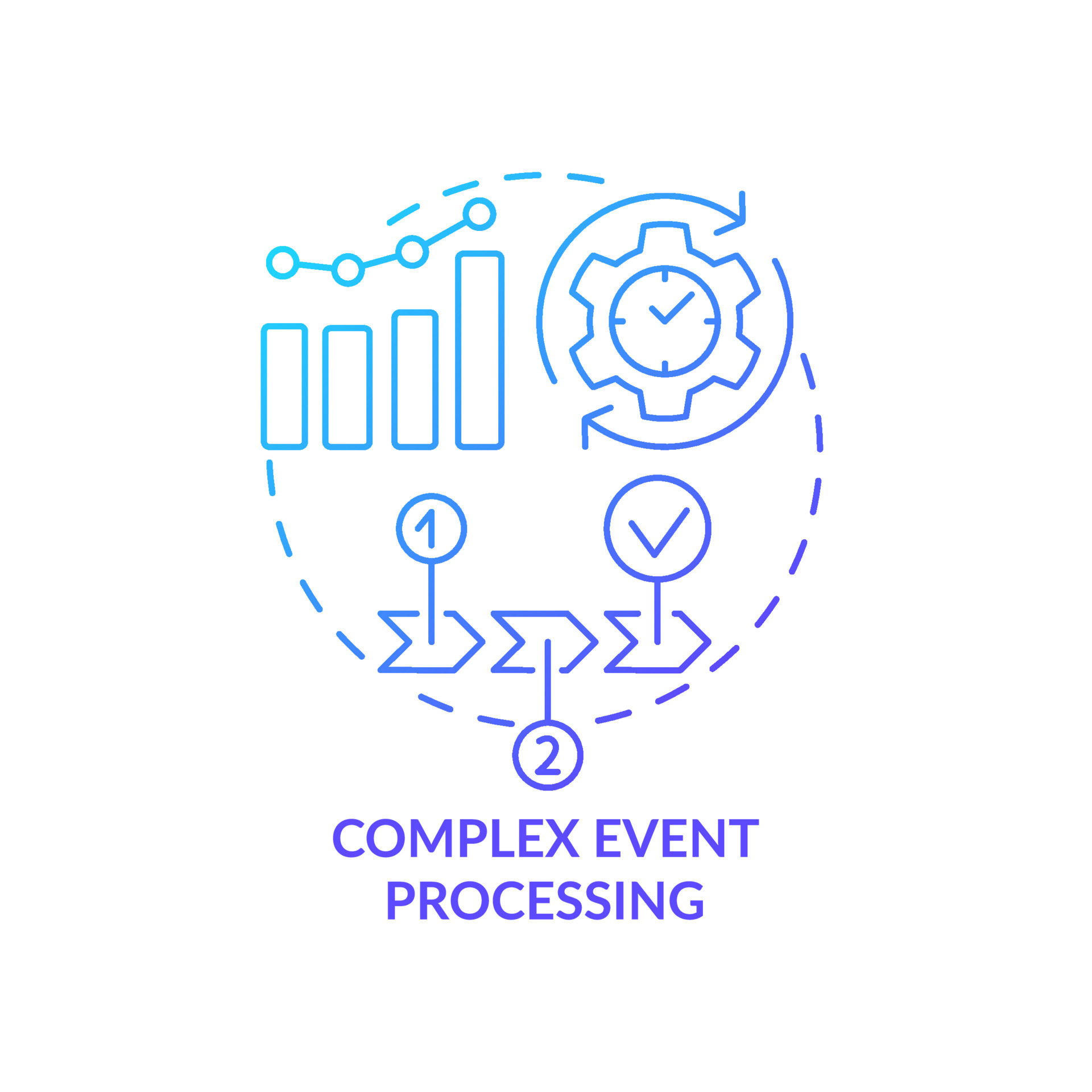 Complex event processing blue gradient concept icon. Business ...