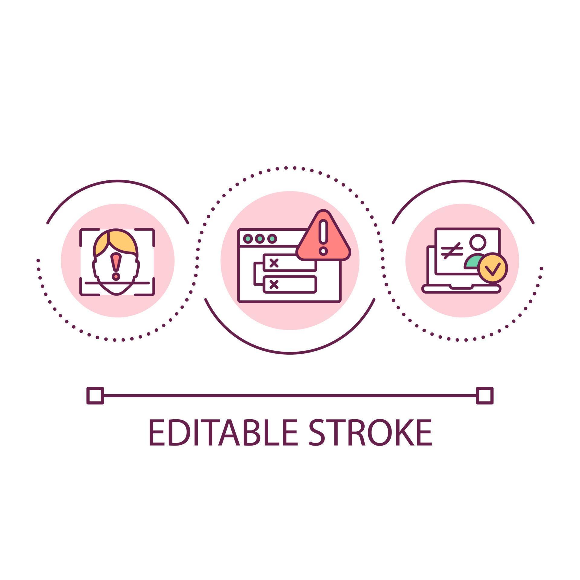 Biometric authentication failures loop concept icon. Failed attempt to ...