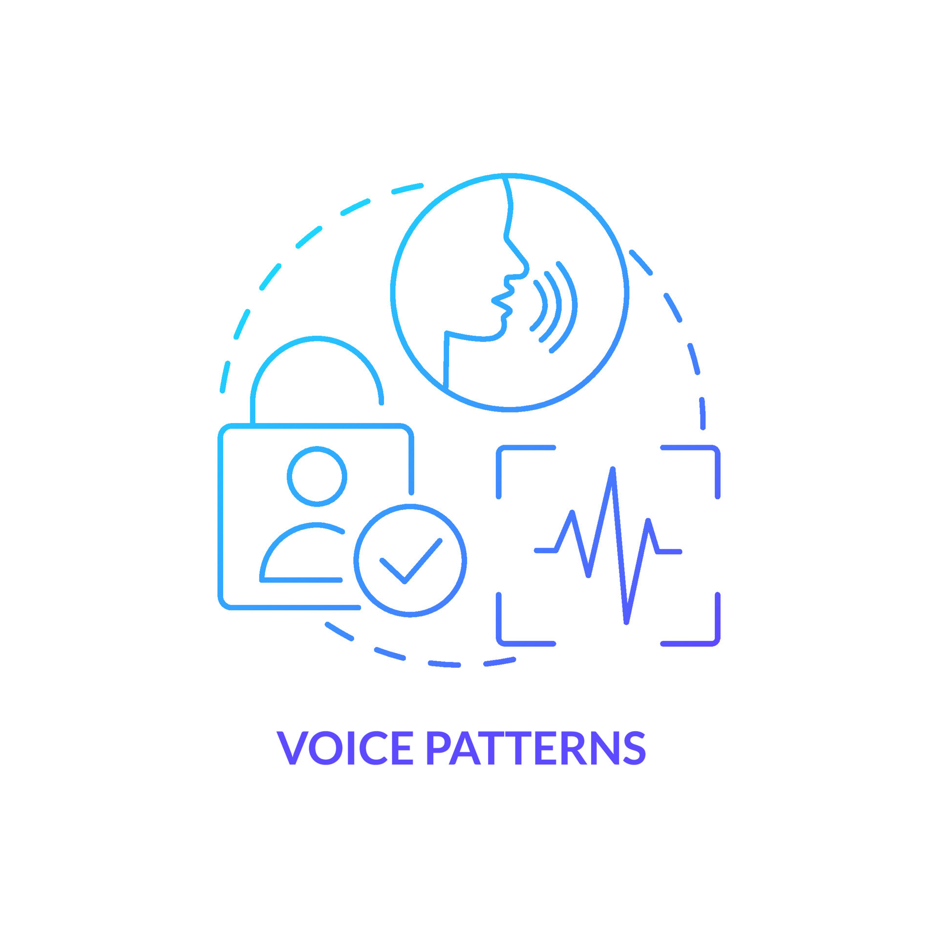 Voice Patterns Blue Gradient Concept Icon Biometric Identification Technology Abstract Idea