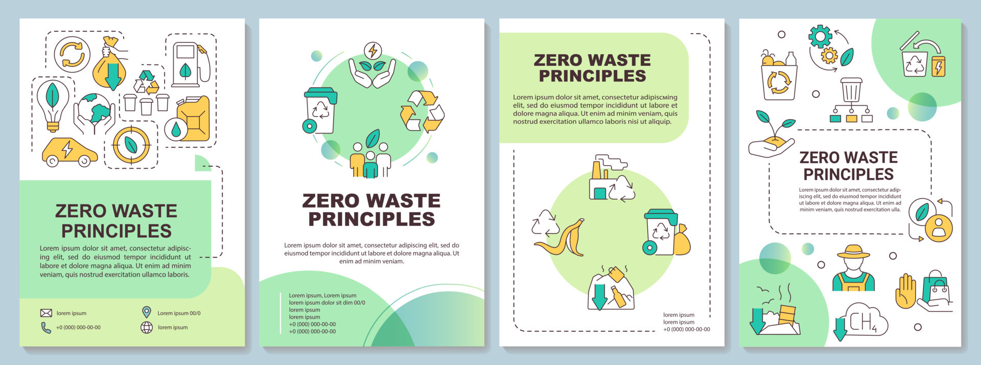 Zero waste approaches green brochure template. Waste management ...