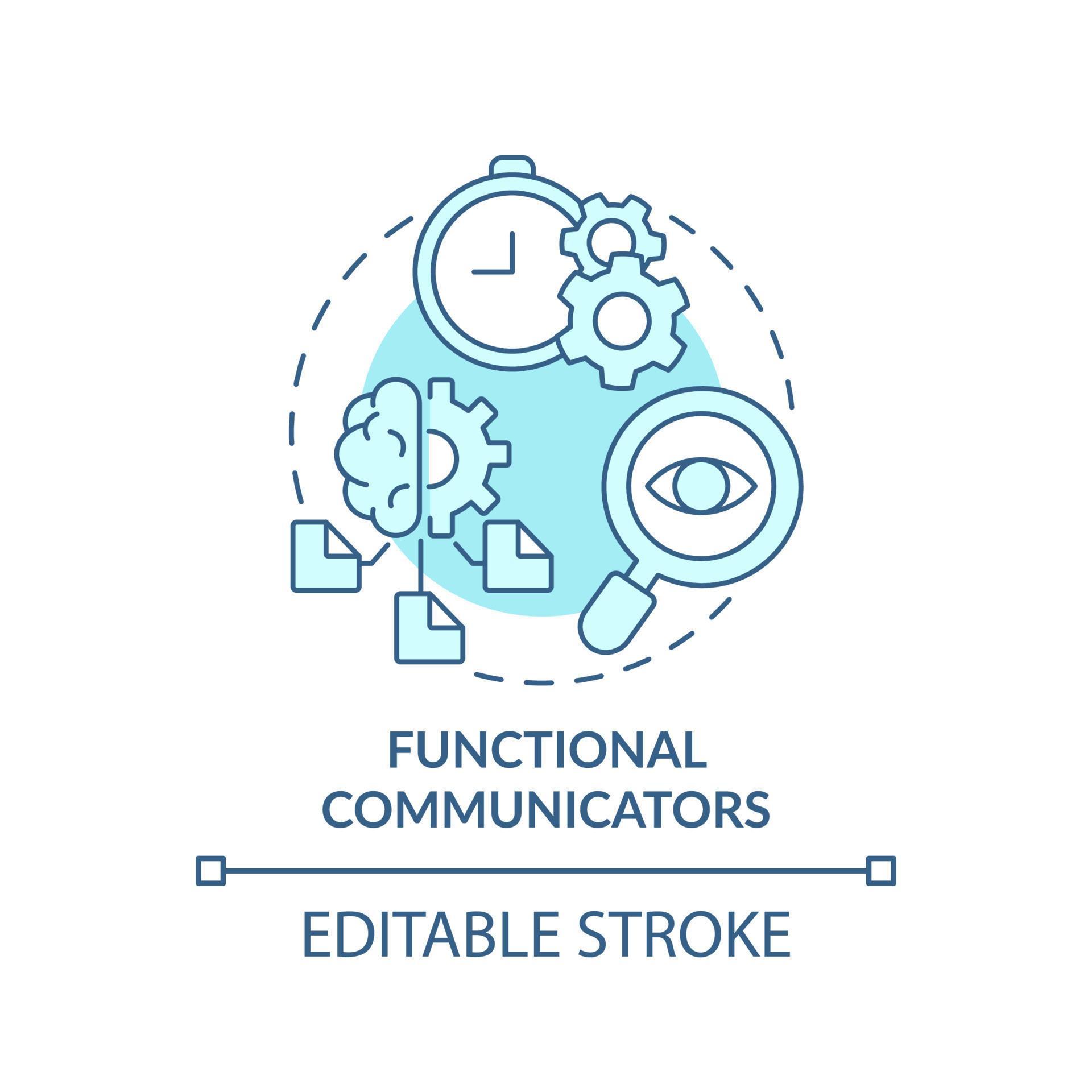 Functional communicators turquoise concept icon. Communication style abstract idea thin line ...