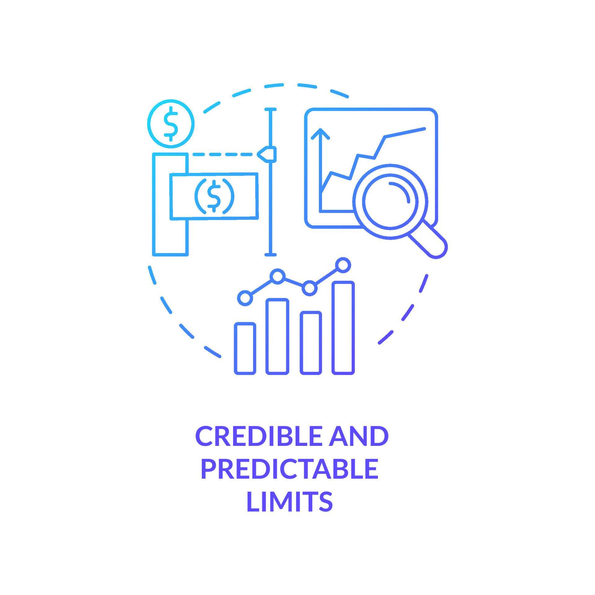 Credible and predictable limits blue gradient concept icon. Principle of government budget ...