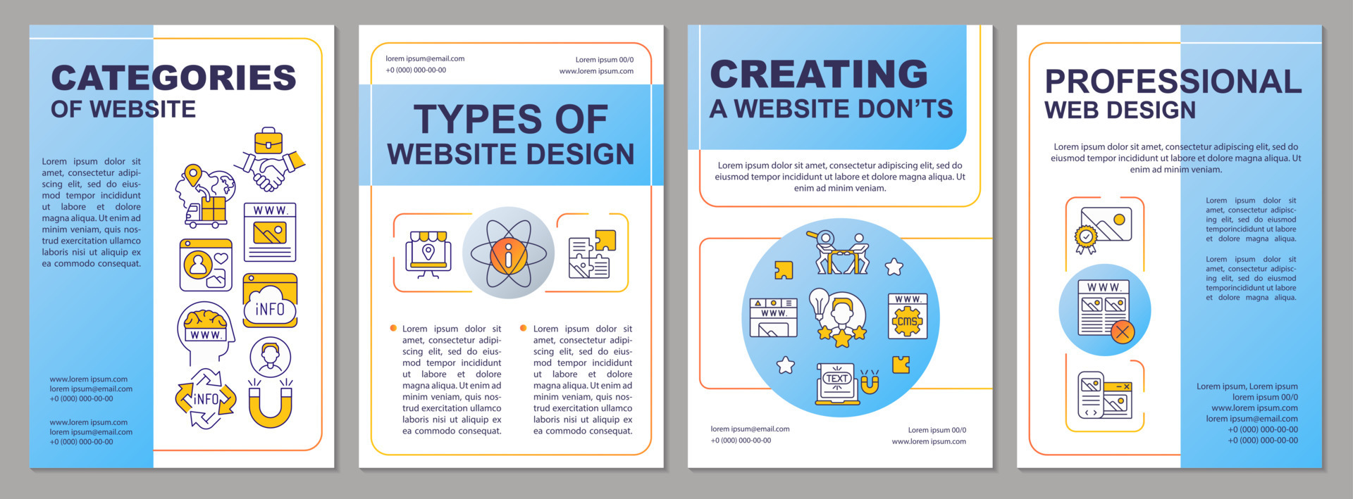 Creating Website Structure Blue Brochure Template Web Designing Leaflet Design With Linear