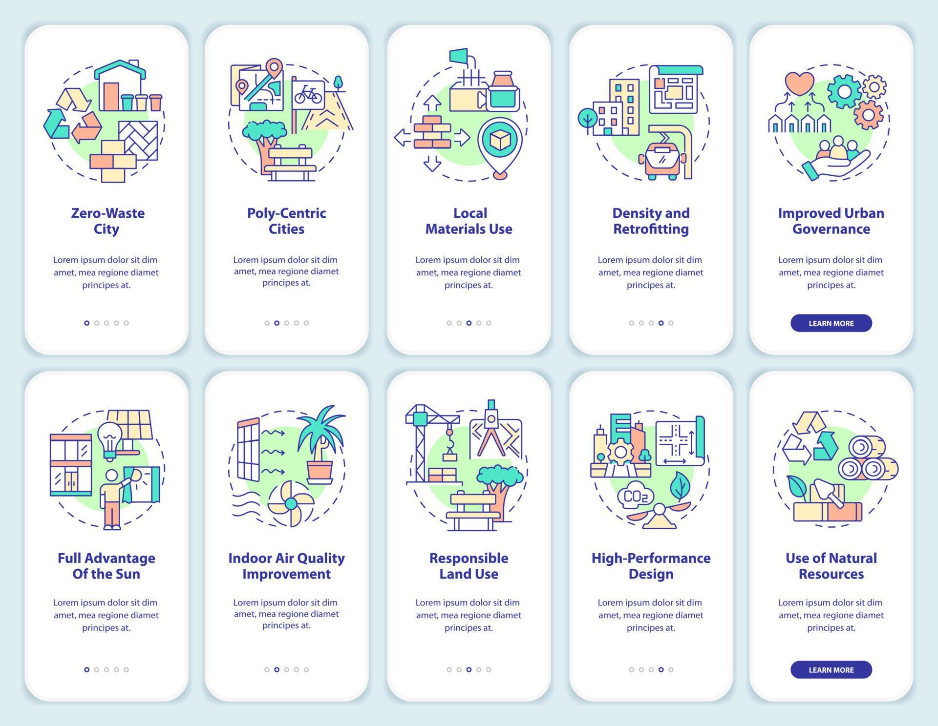 Green design principles in architecture onboarding mobile app screen ...