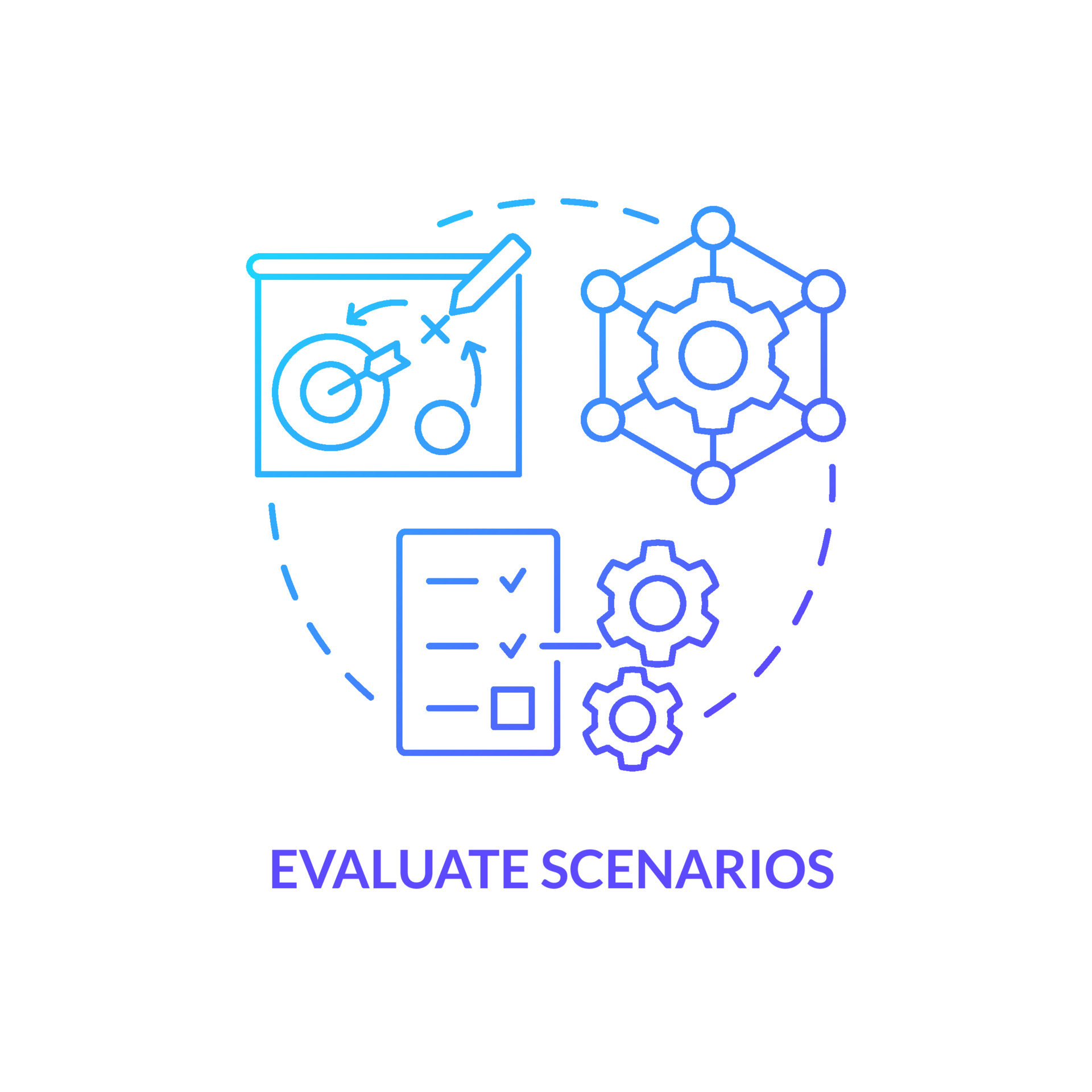 Evaluate Scenarios Blue Gradient Concept Icon Optimize Operational