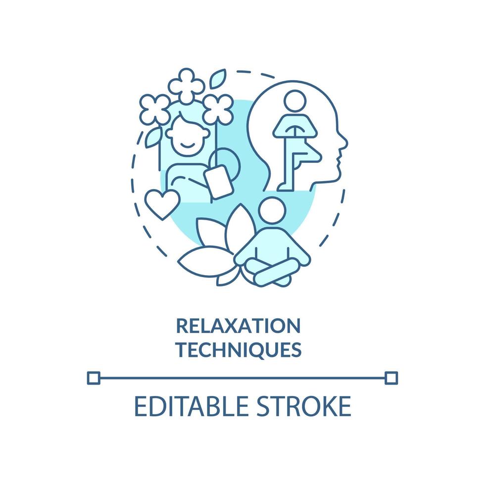 técnicas de relajación icono de concepto turquesa. meditación y yoga ...