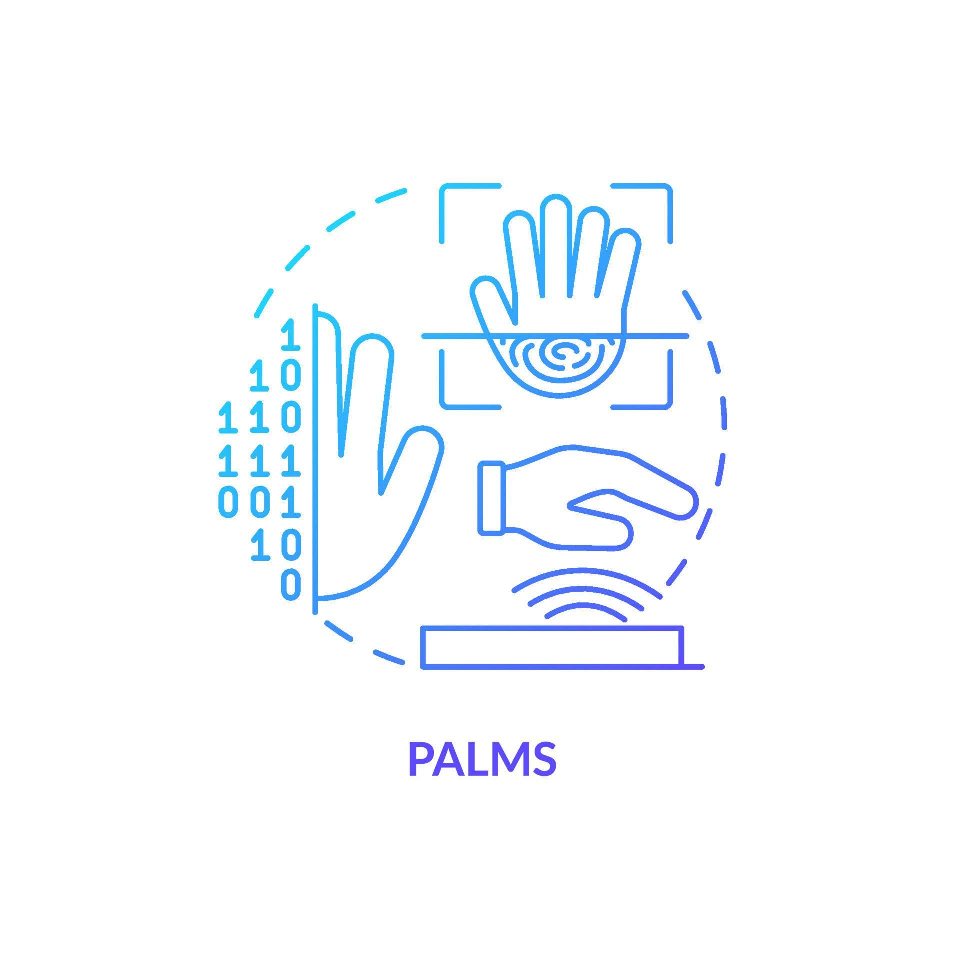 Palms Blue Gradient Concept Icon Biometric Identification Technology Abstract Idea Thin Line