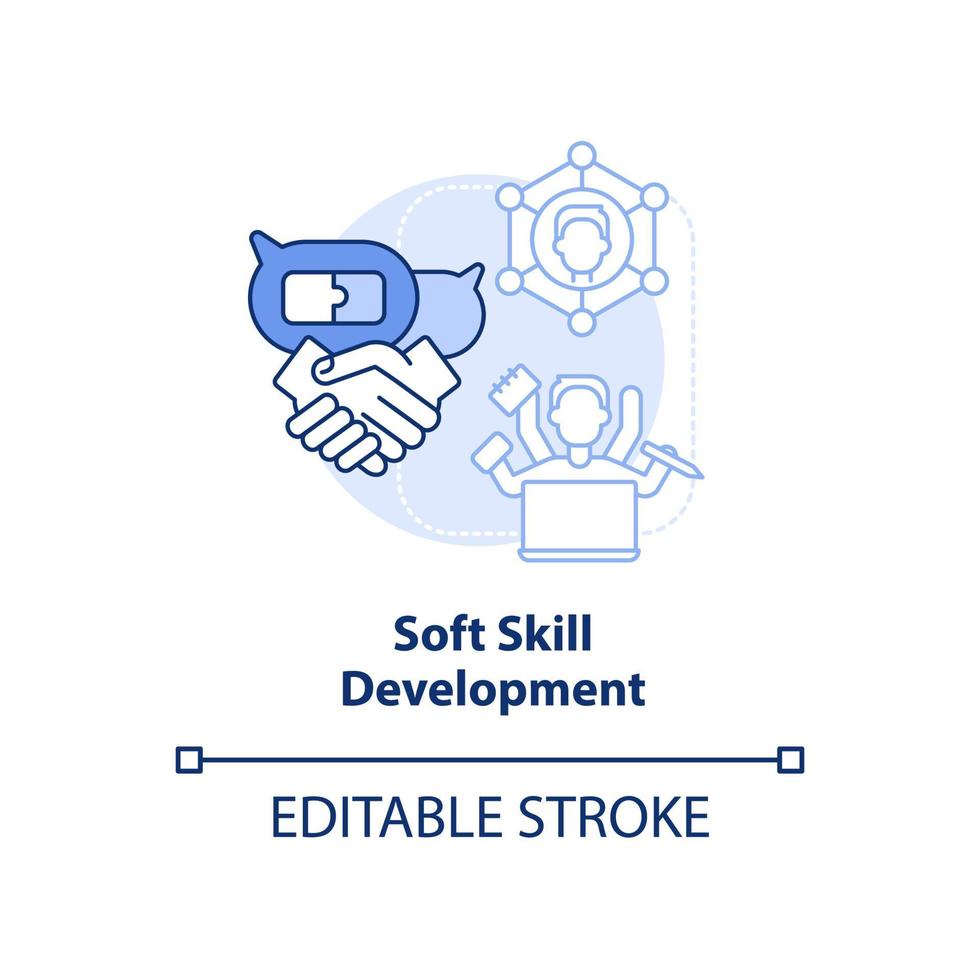 Soft skill development light blue concept icon. In demand additional skill abstract idea thin ...