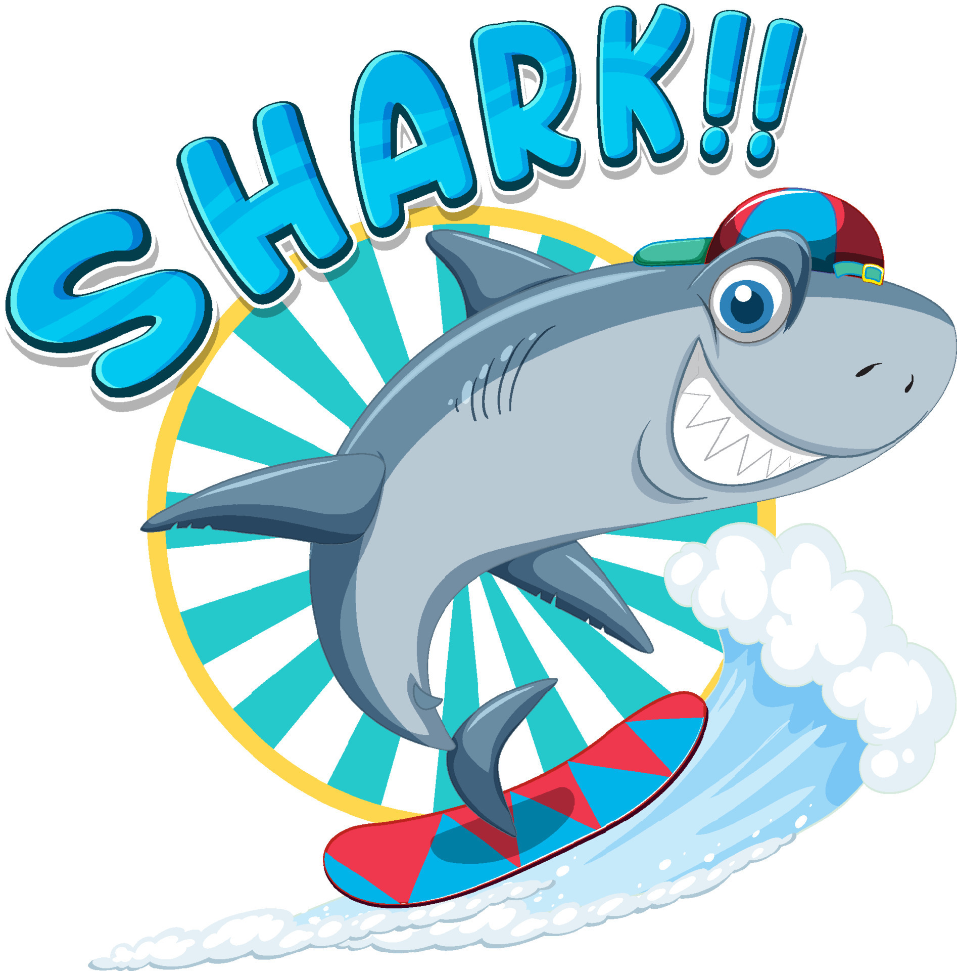 Cartoon Surfing Shark