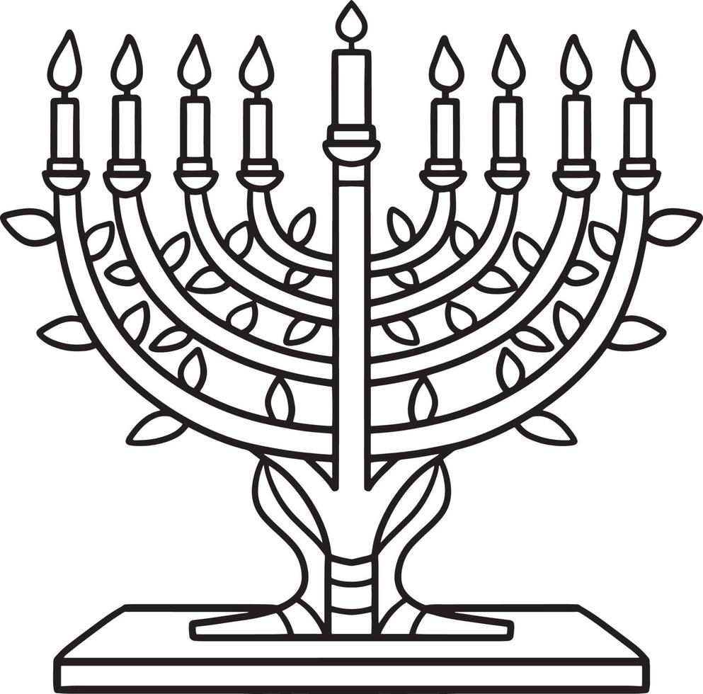 hanukkah menorah aislado página para colorear para niños 11418466 ...