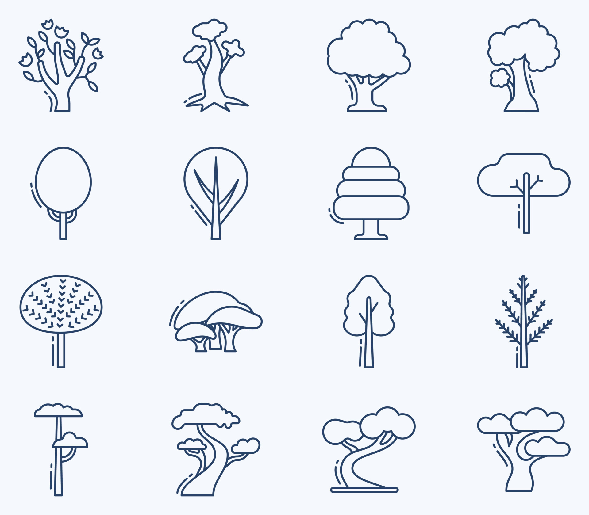 Tree icon set, Plant and nature vector 11418527 Vector Art at Vecteezy