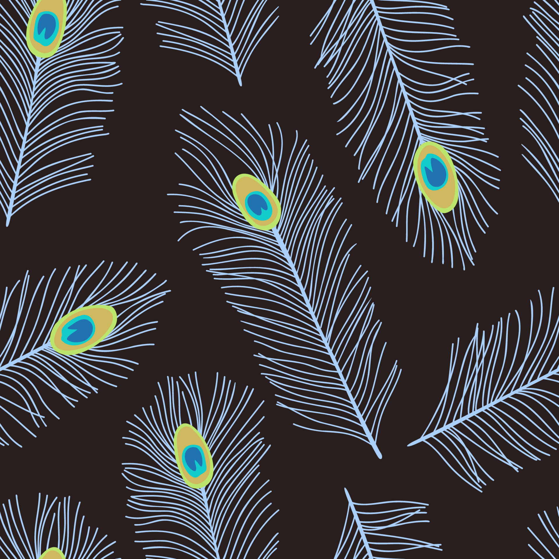 Aeathetic Peacock Feathers Seamless Pattern Tropical Bird Feathers Background Peacock Eye And