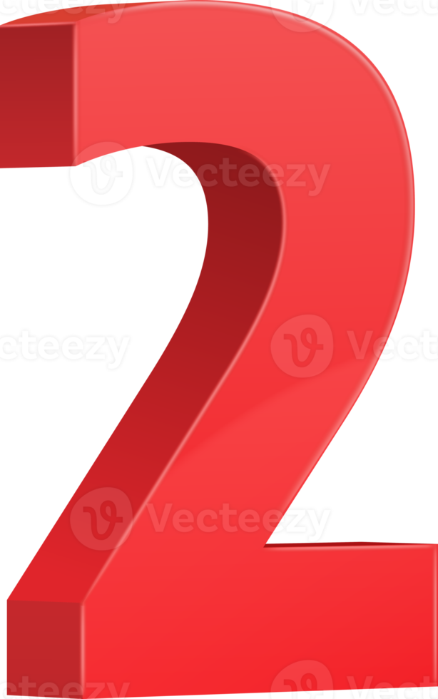 rouge 3d brillant numéro deux 11421513 PNG
