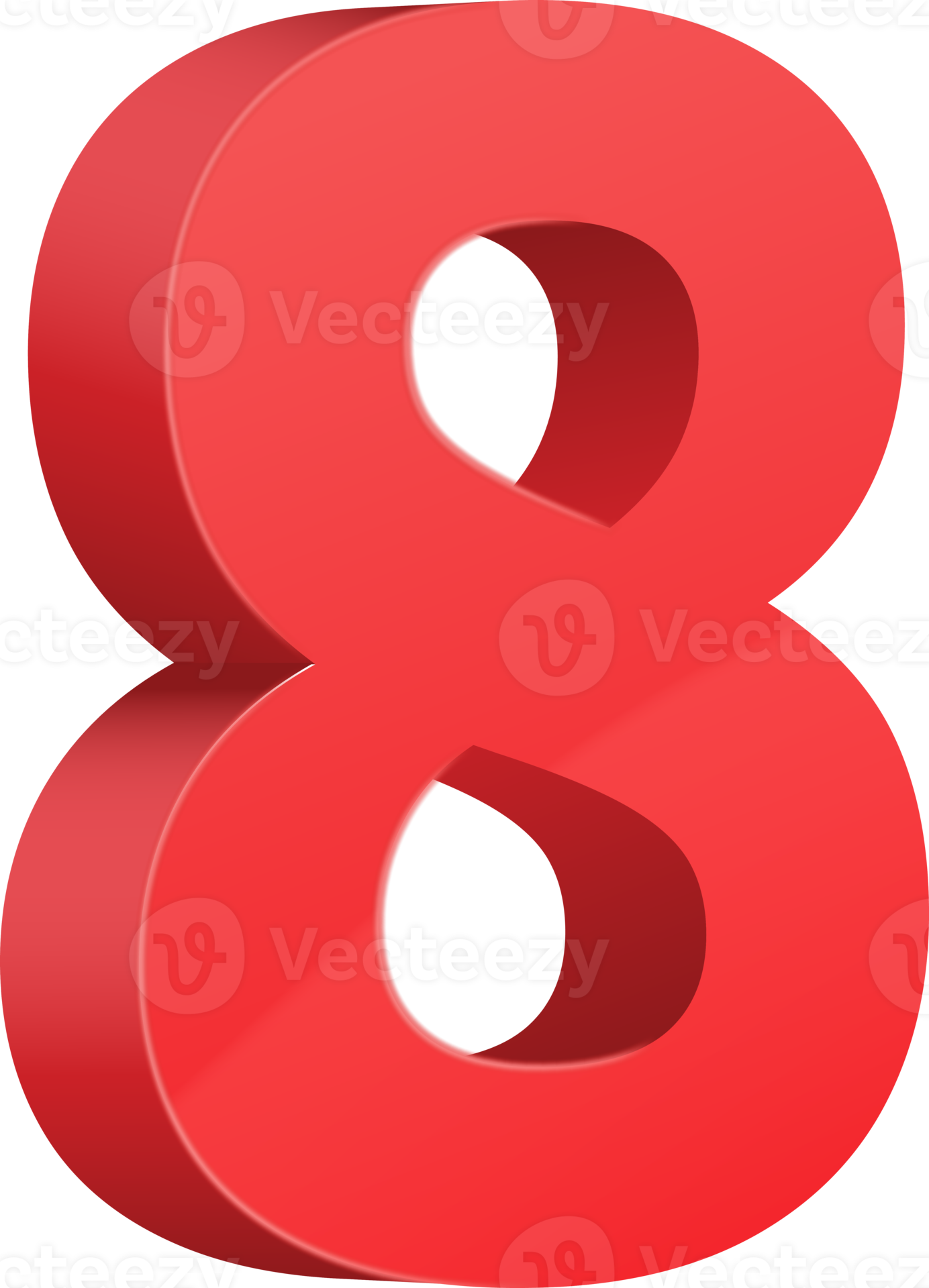 Red 3D glossy number eight 11421517 PNG