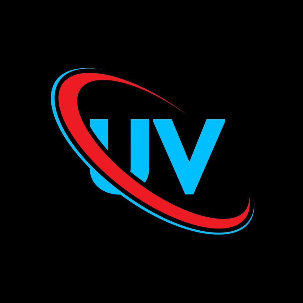 UV logo. UV design. Blue and red UV letter. UV letter logo design. Initial letter UV linked ...