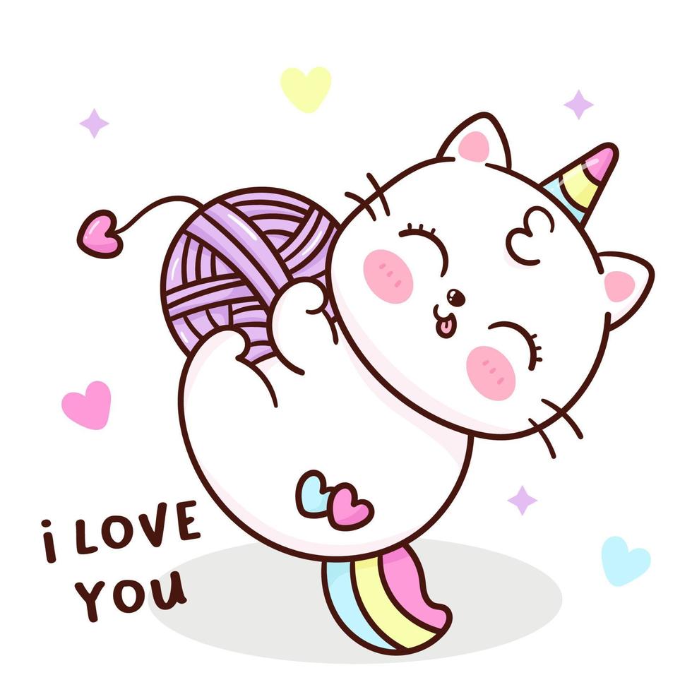 unicornio gato jugar tejer madera kawaii animal 11426285 Vector en Vecteezy