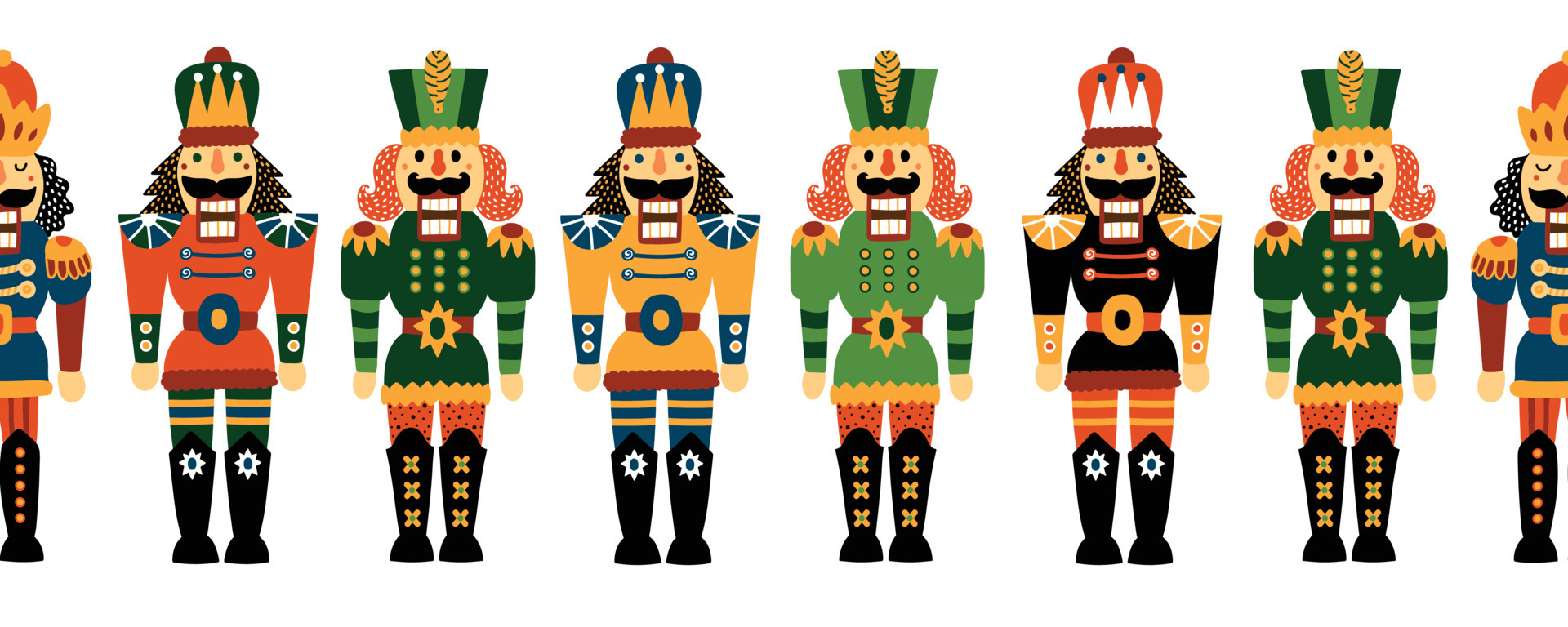 Nutcracker. Christmas horizontal vector seamless border. 11426733 ...