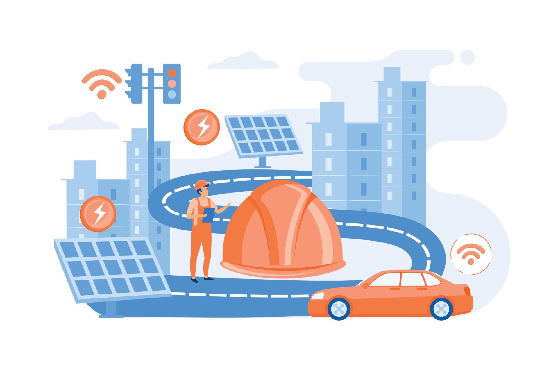 Building engineer and smart road using sensors and solar energy. Smart ...