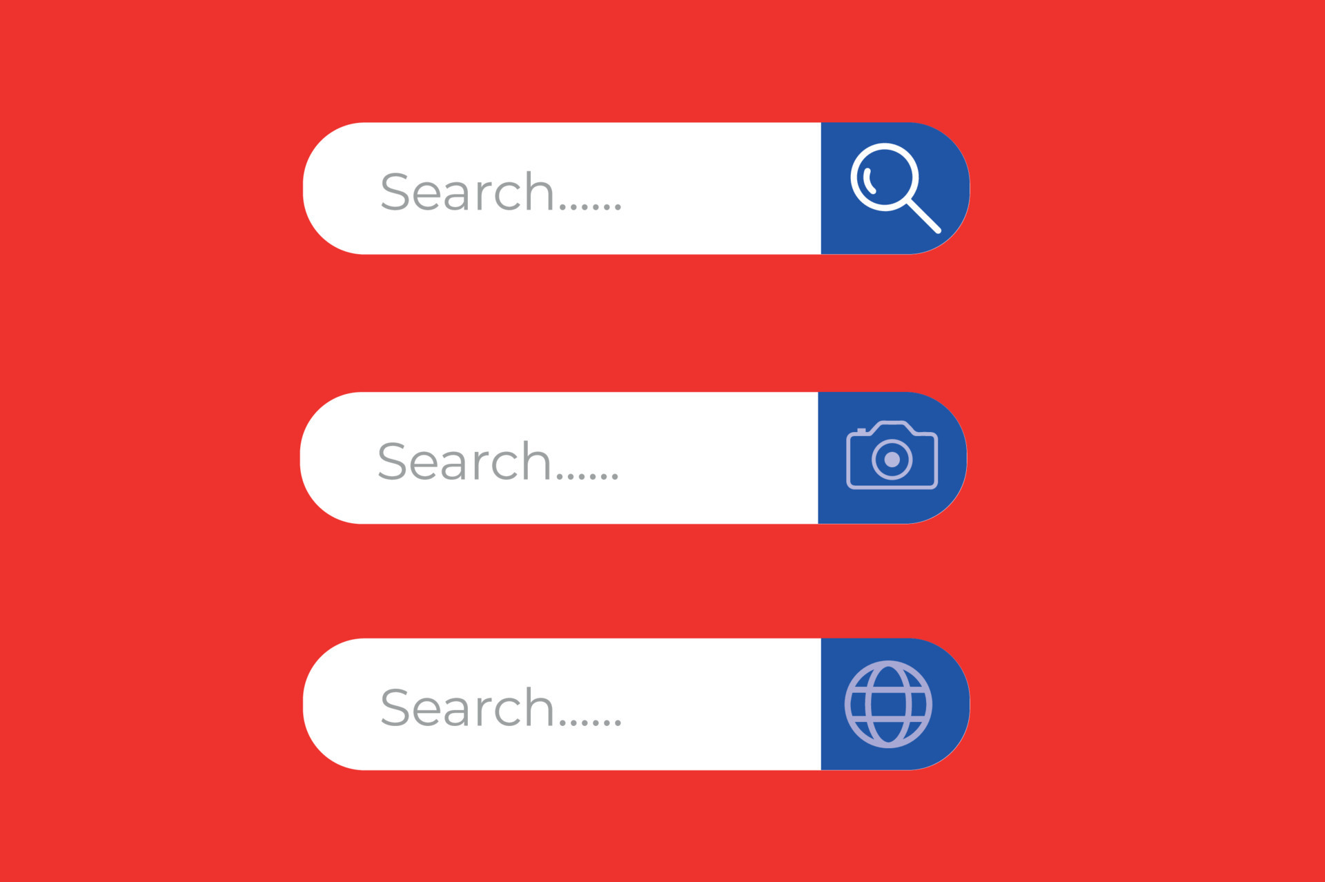 Search Bar Icon Set Vector Design on red background and web search bar ...