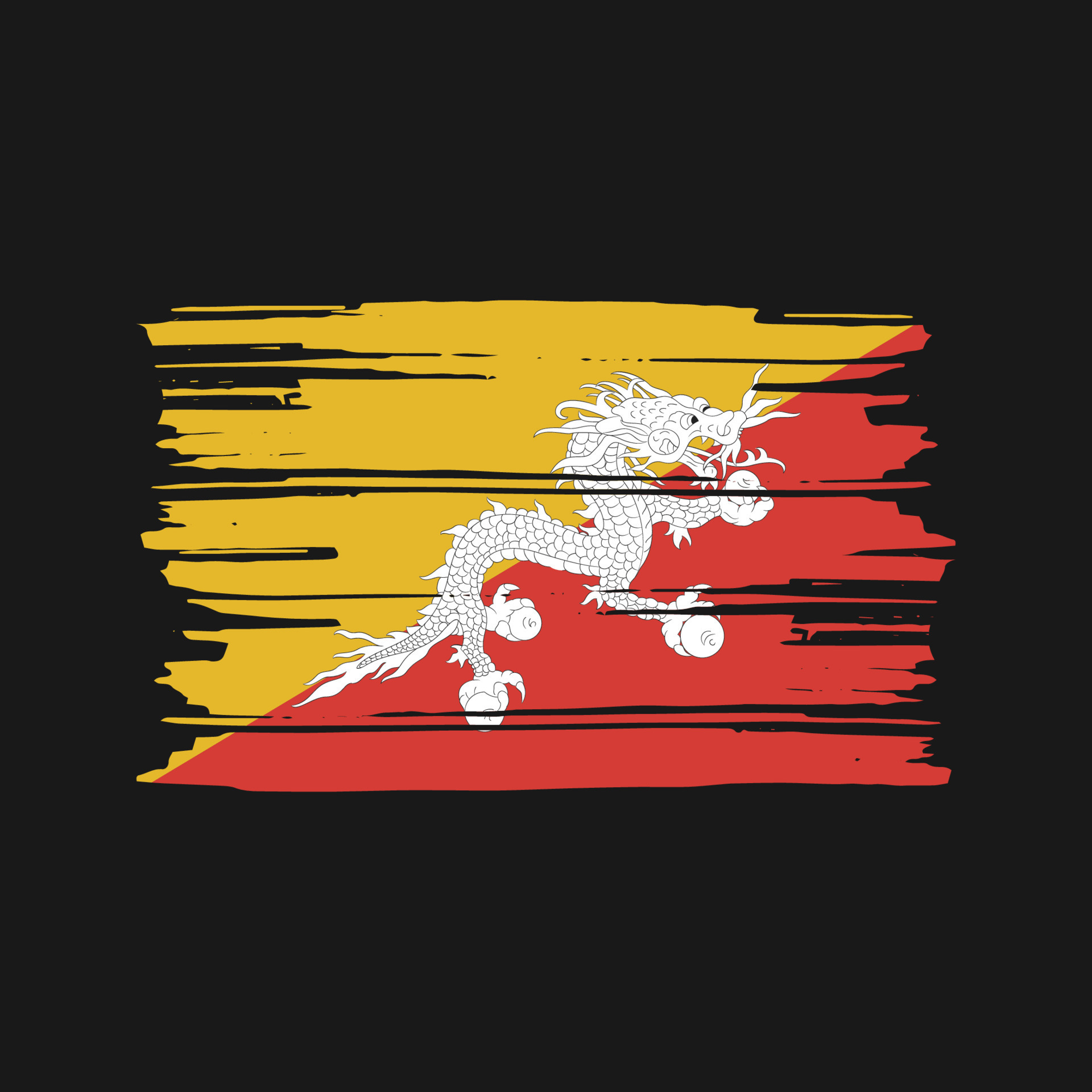 Bhutan Flag Brush Vector. National Flag Design 11429239 Vector Art at ...