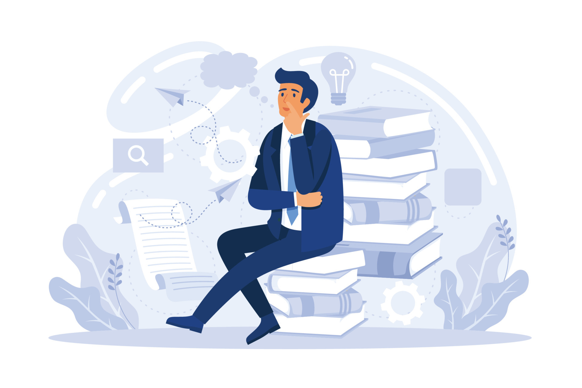 Brain Activity Abstract Concept Vector Illustration Set Thinking And